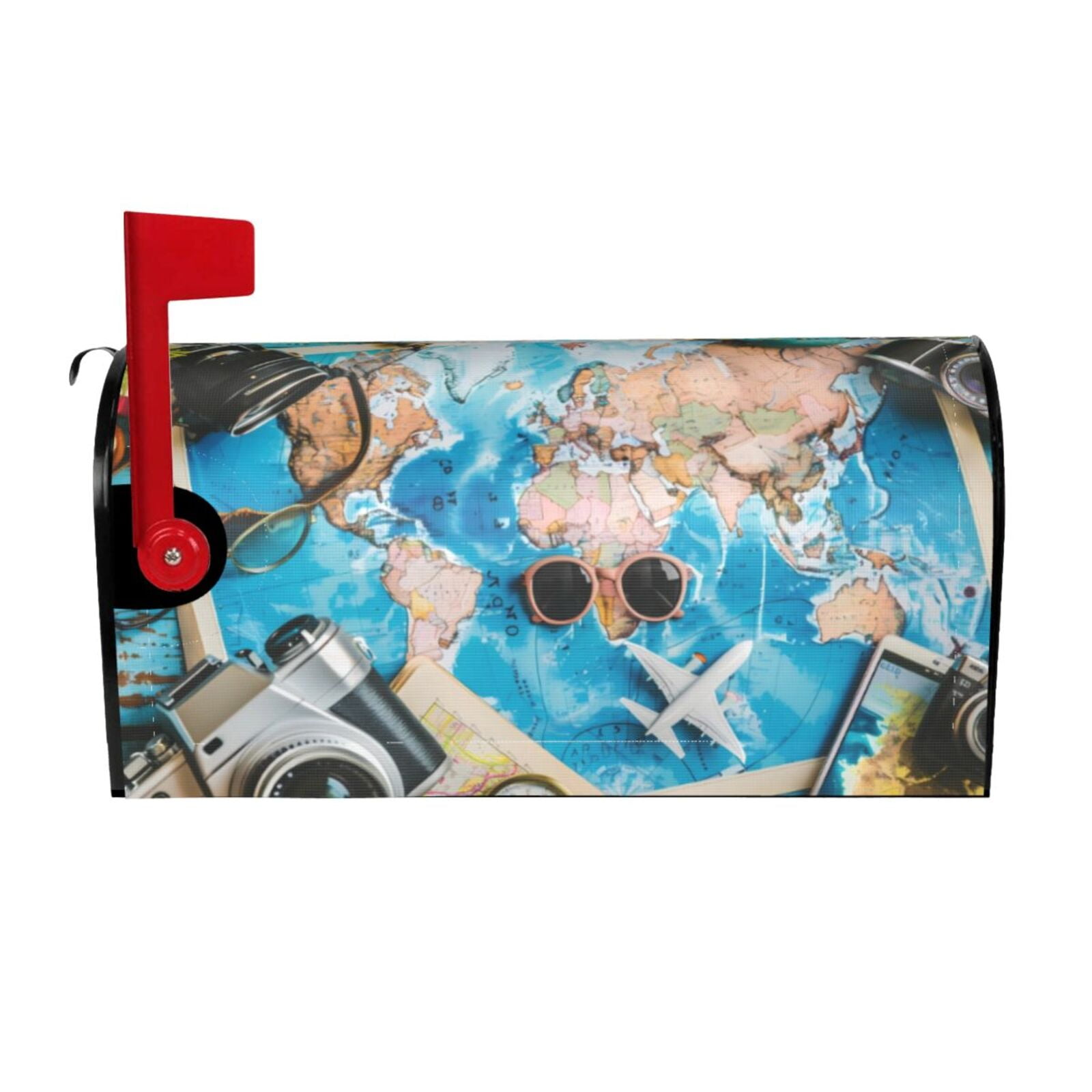 Cauagu Vintage Map Travel Essentials Pattern Magnetic Mailbox Covers ...