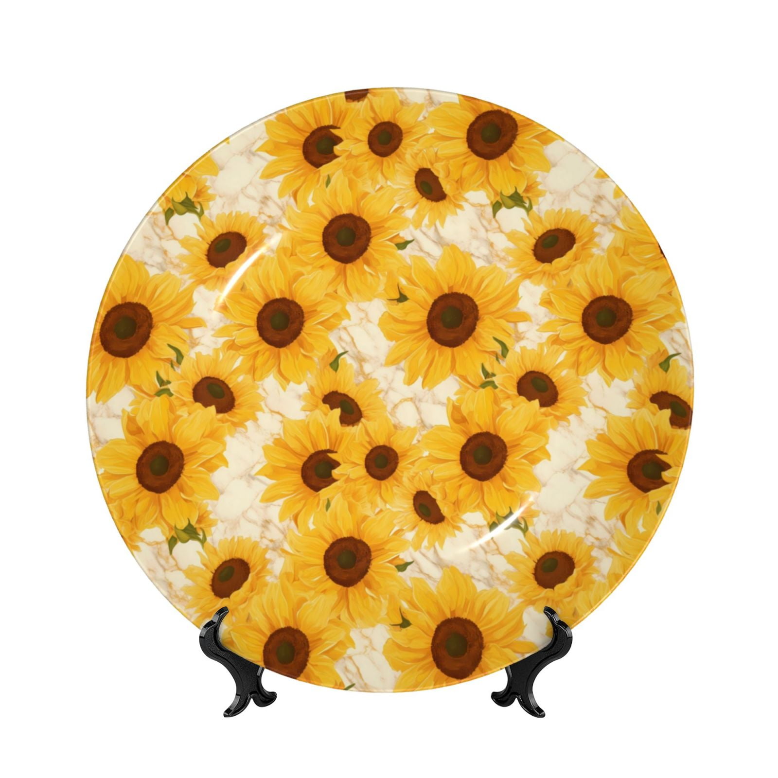 Cauagu Vintage Marble Pattern Sunflower Print Bone China Decorative ...