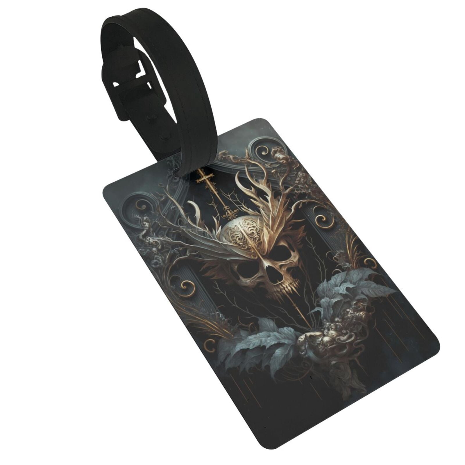 Cauagu Vintage Ornate Skull Print PVC Luggage Tag, Suitcase Label with ...