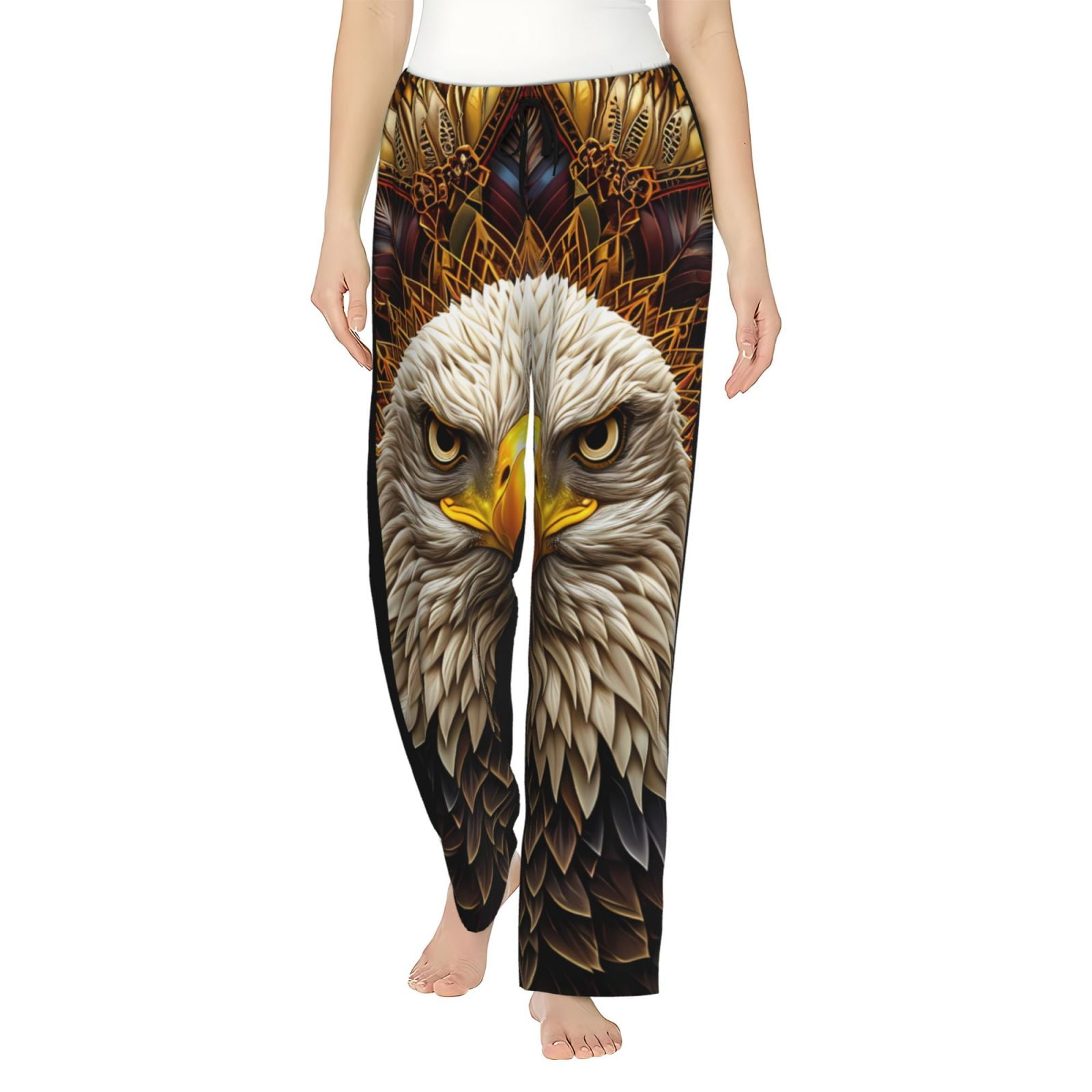 Cauagu Vintage Pattern Bald Eagle Pajama Pants for Women Loose Fit Wide ...