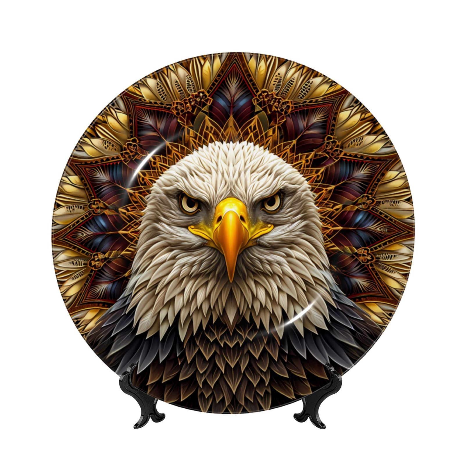 Cauagu Vintage Pattern Bald Eagle Print Bone China Decorative Plate ...
