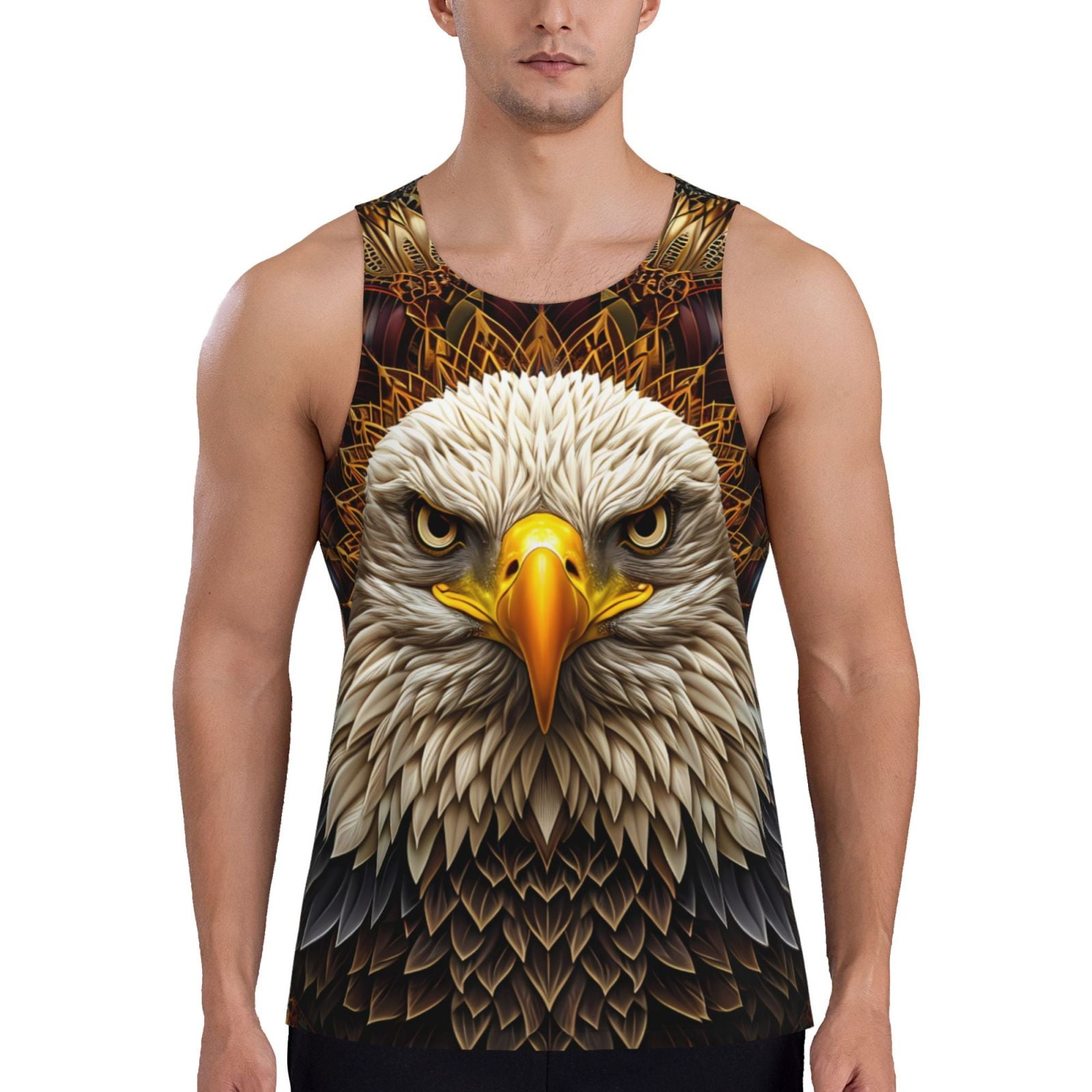 Cauagu Vintage Pattern Bald Eagle Print Men's Sleeveless Muscle Shirts ...