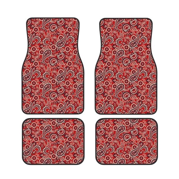 Cauagu Vintage Red Paisley Pattern Car Floor Mat Set of 4,Car Carpet ...