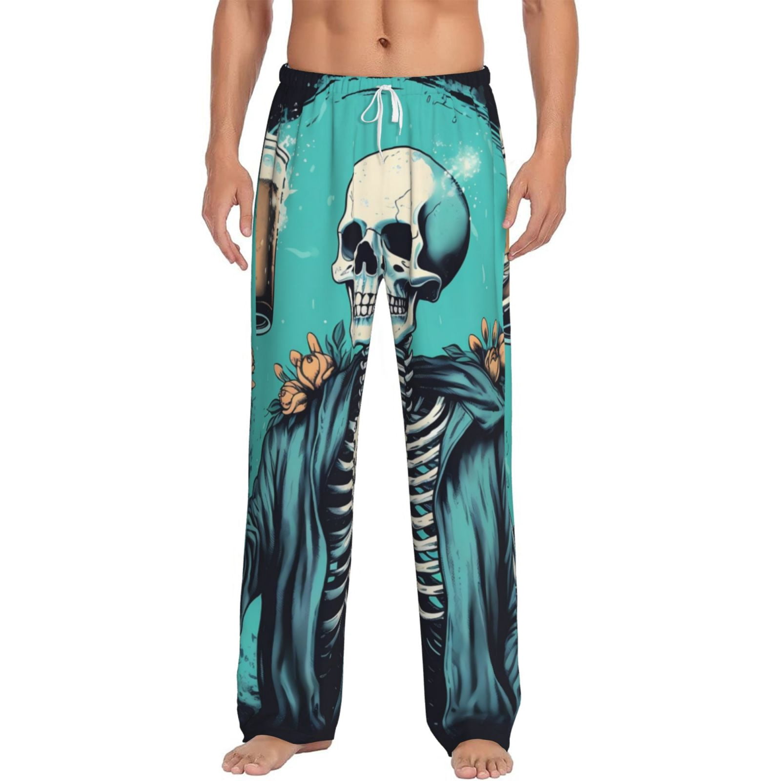 Cauagu Vintage Skull Beer Mens Pajama Pants Sleep & Lounge Pants,PJ ...