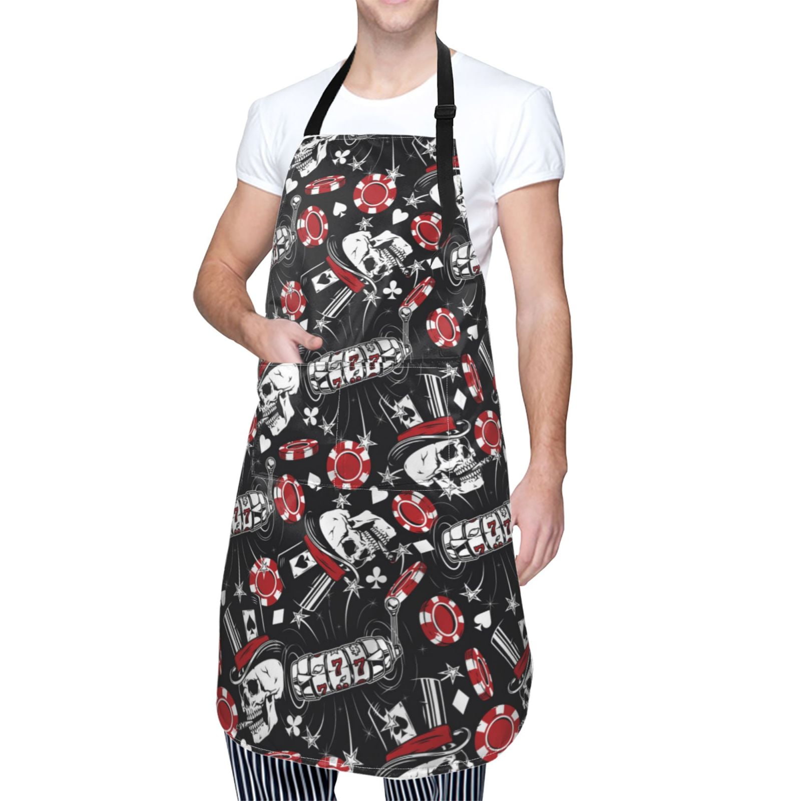Cauagu Vintage Skull Casino Aprons with Pockets,Waterproof Apron for ...