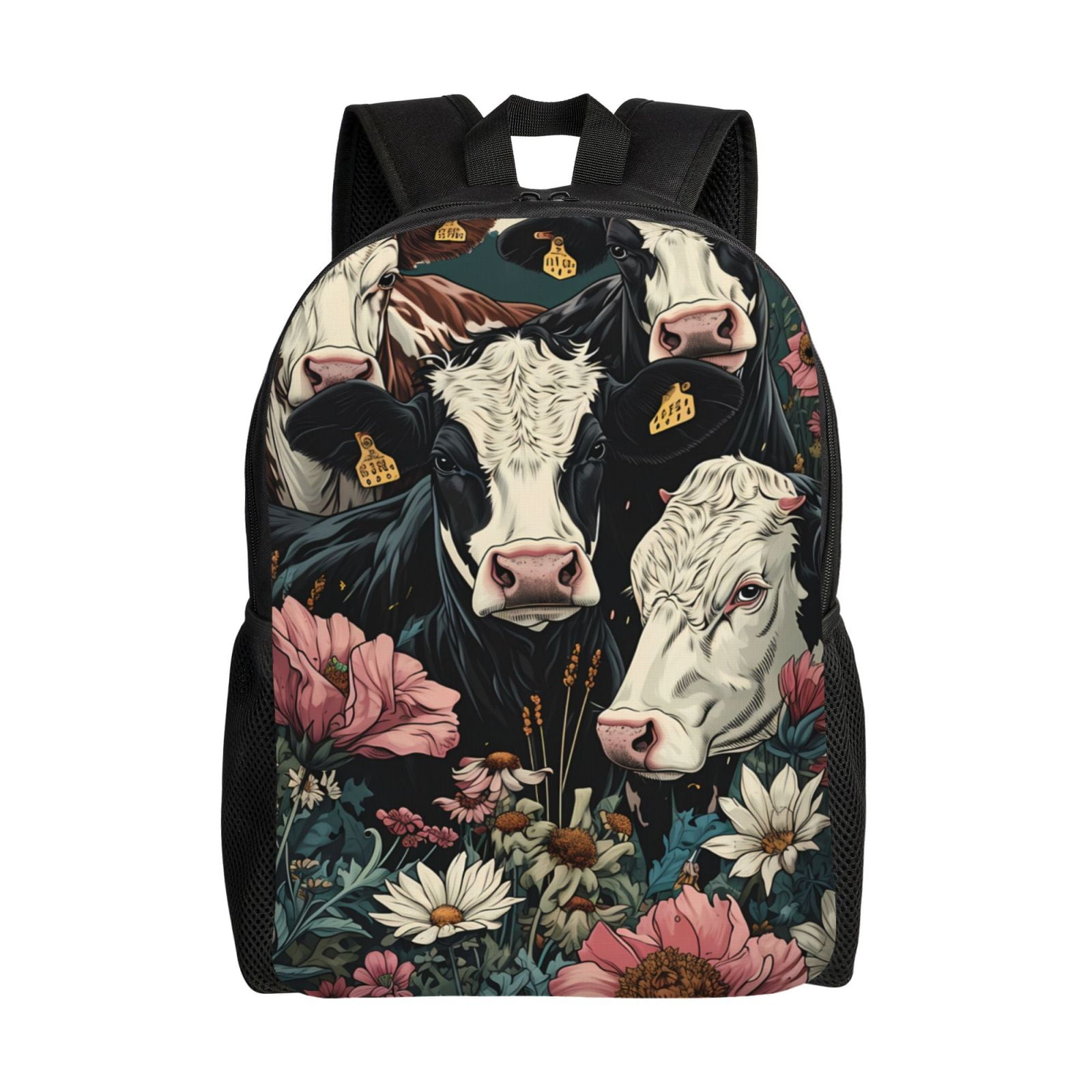 Cauagu Vintage Sunflower Cow Print Backpacks,Travel Daypack Casual ...