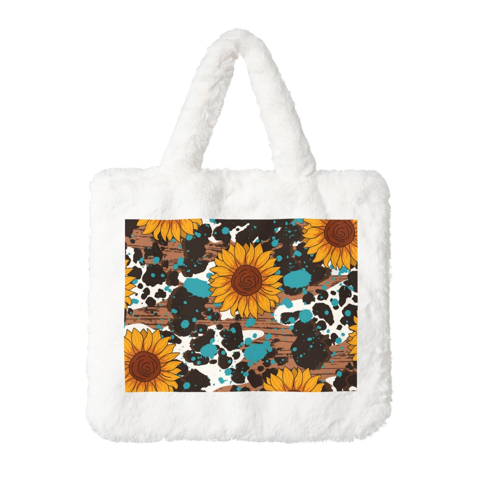 Cauagu Vintage Sunflowes Pattern Women's Plush Tote Bag,Soft Underarm ...