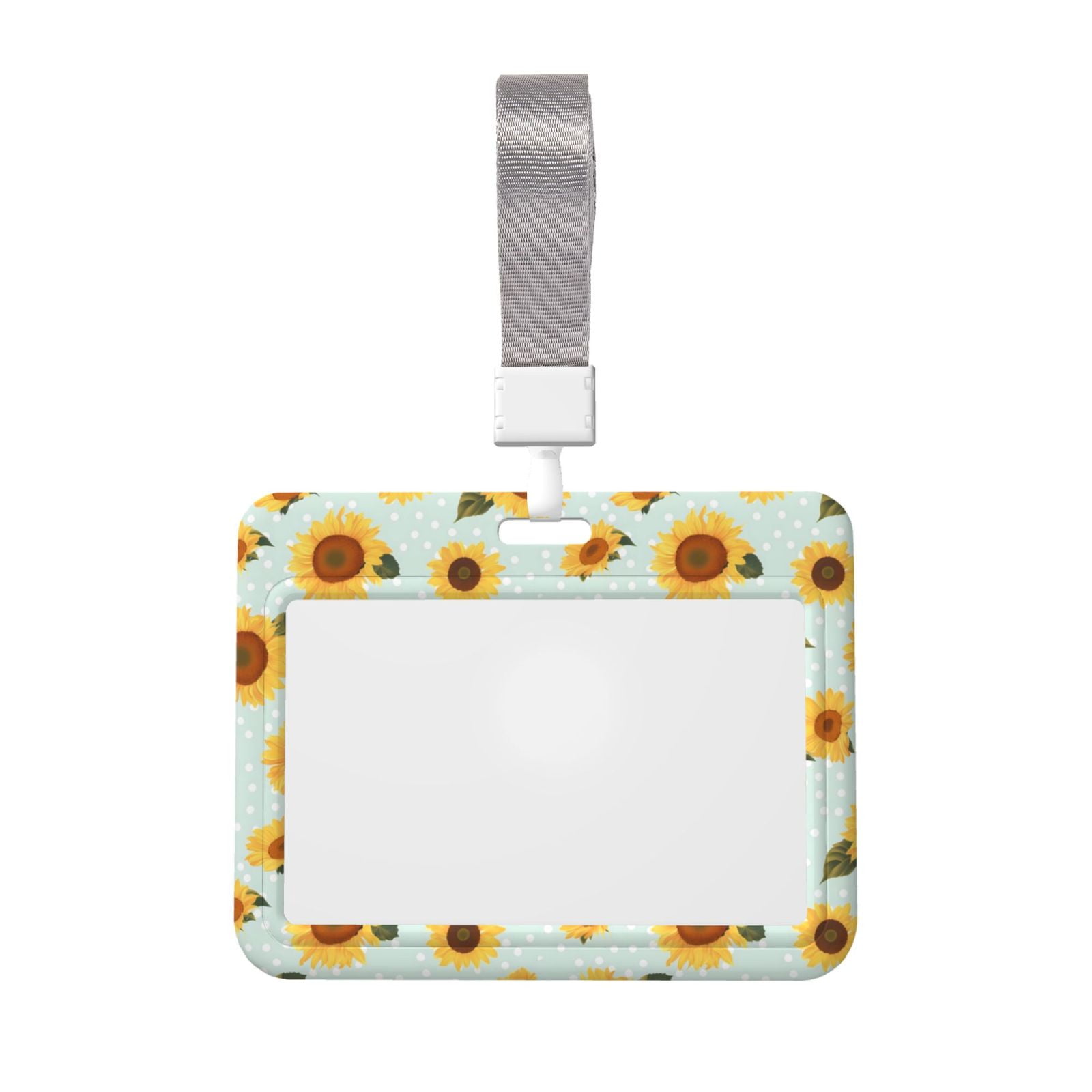 Cauagu Vintage White Polka Dot Sunflower for ID Badge Holder,Badge ...