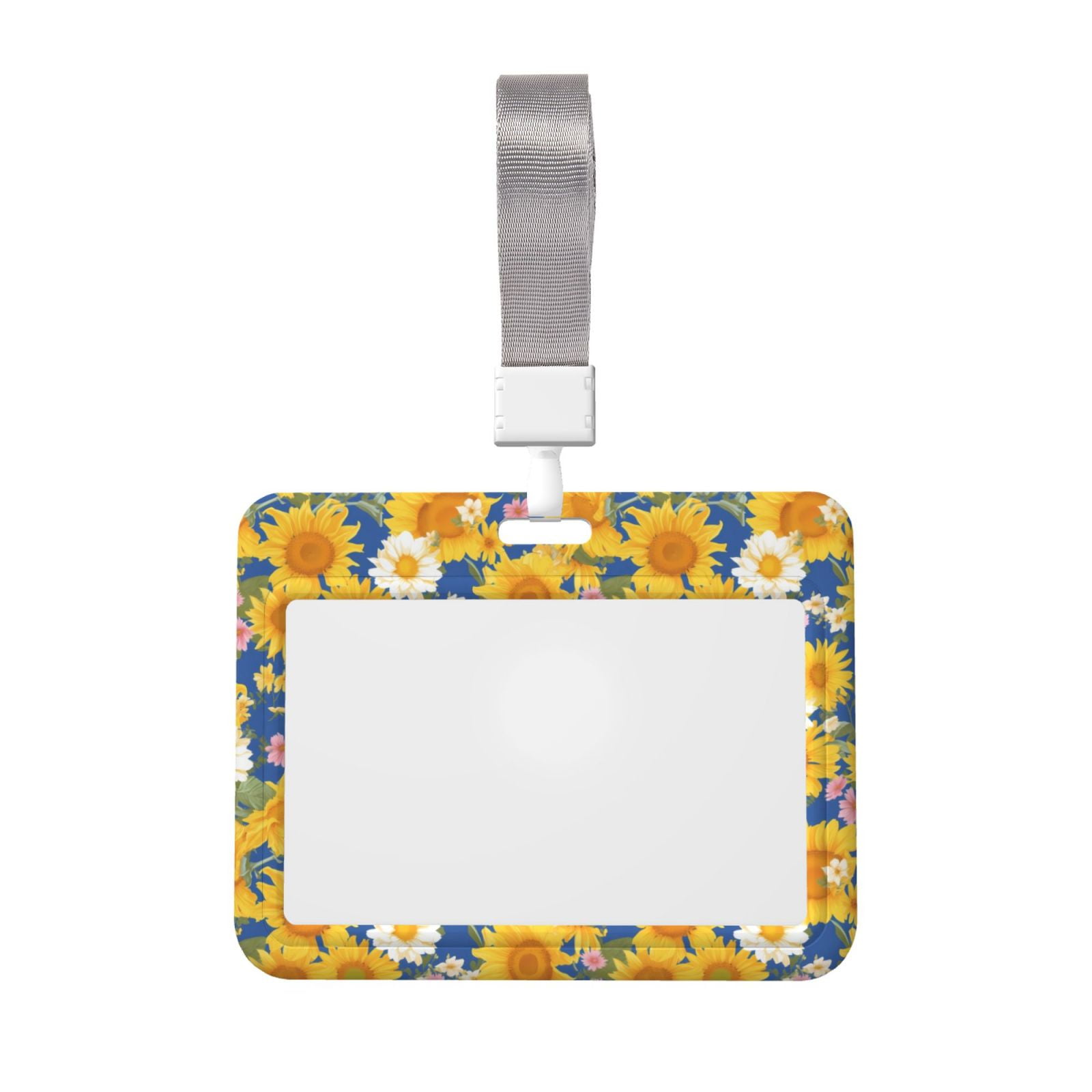 Cauagu Vintage White Yellow Sunflower for ID Badge Holder,Badge Holder ...