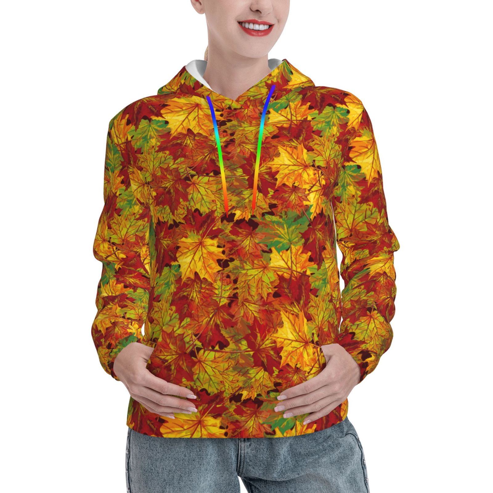 Cauagu Vintage maple leaf autumn for Women's Hooded Sweatshirts Pullover Hoodie for Women Fall ...