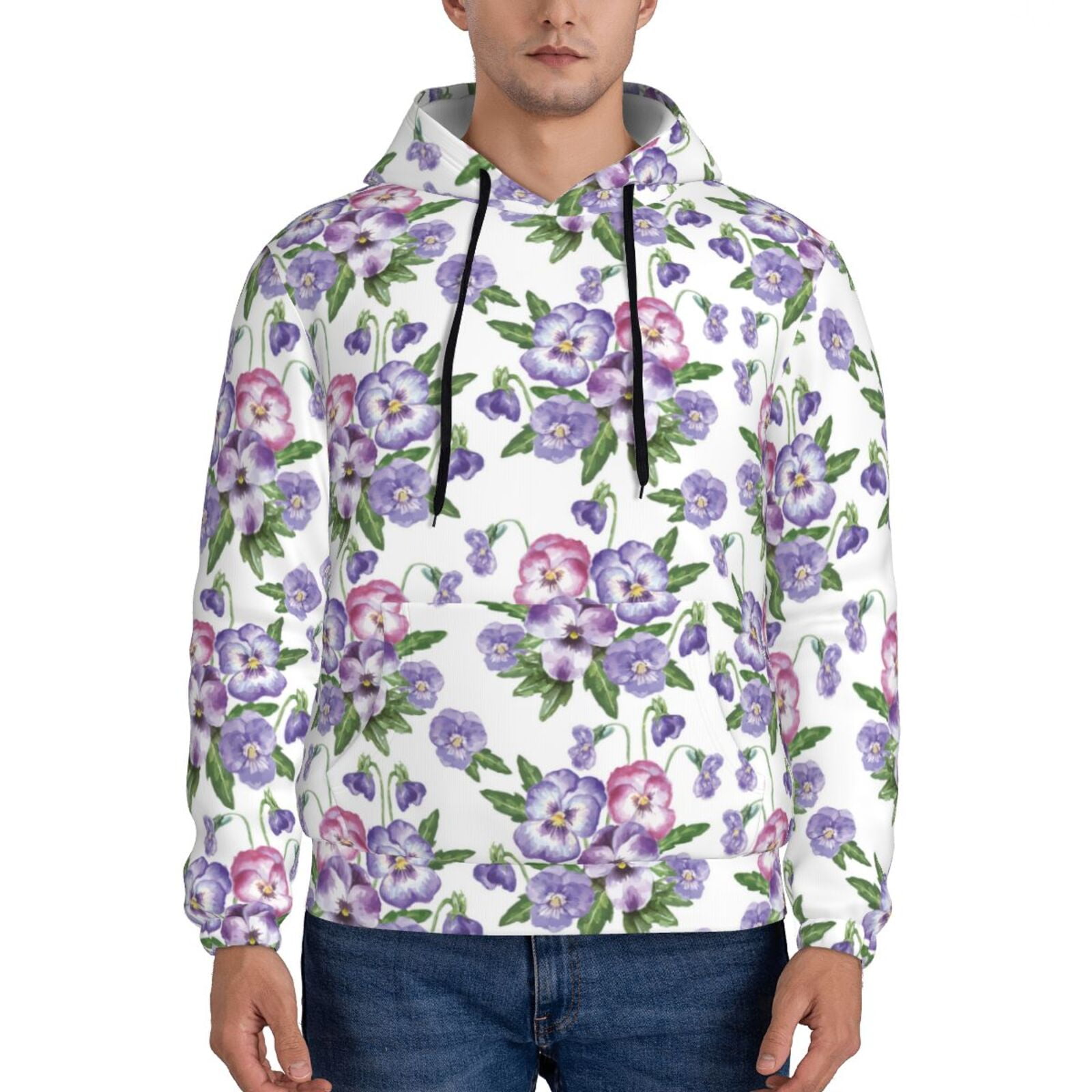 Cauagu Violets Flowers for Men's Pullover Hooded Sweatshirt Athletic ...