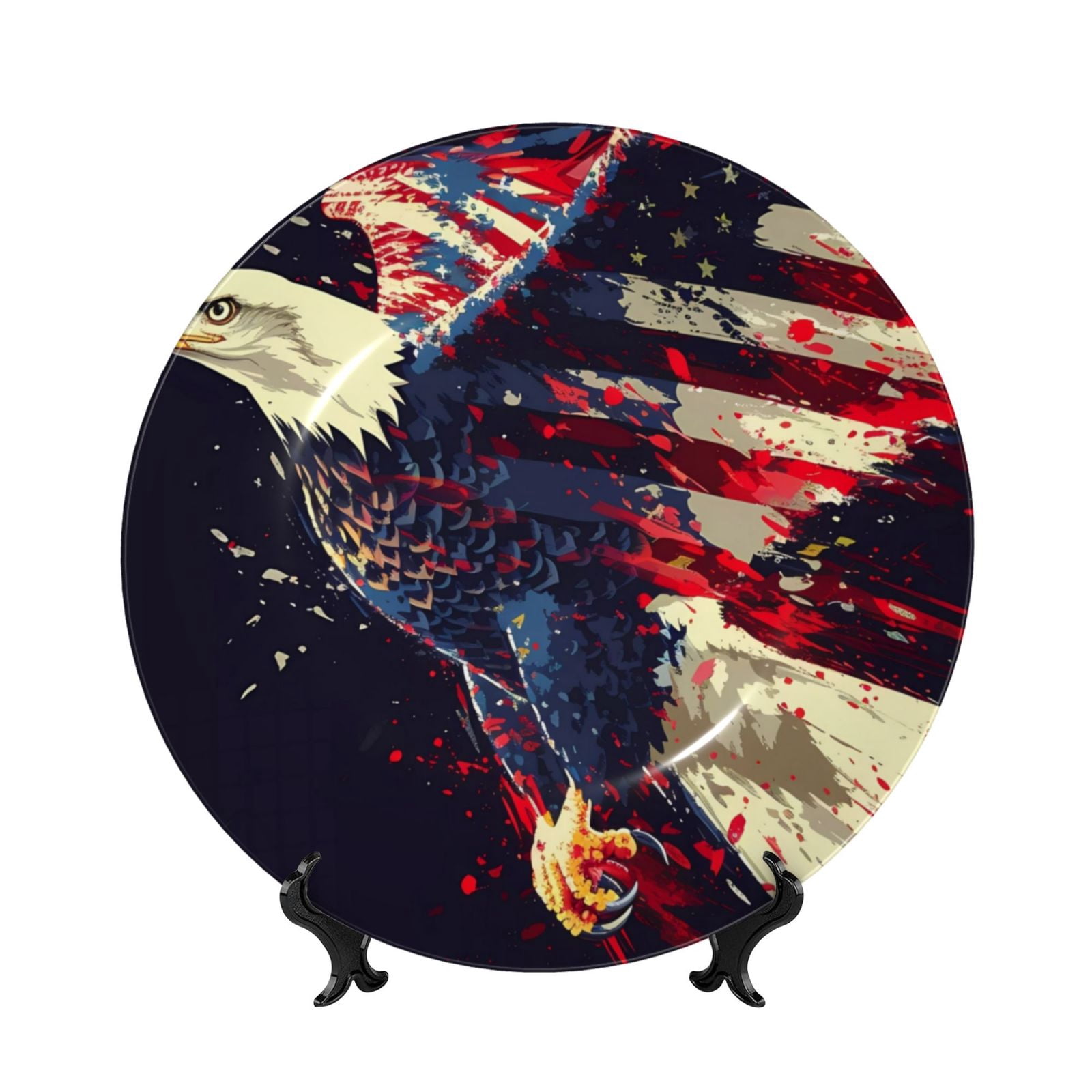 Cauagu Watercolor Bald Eagle Print Bone China Decorative Plate, Wall ...