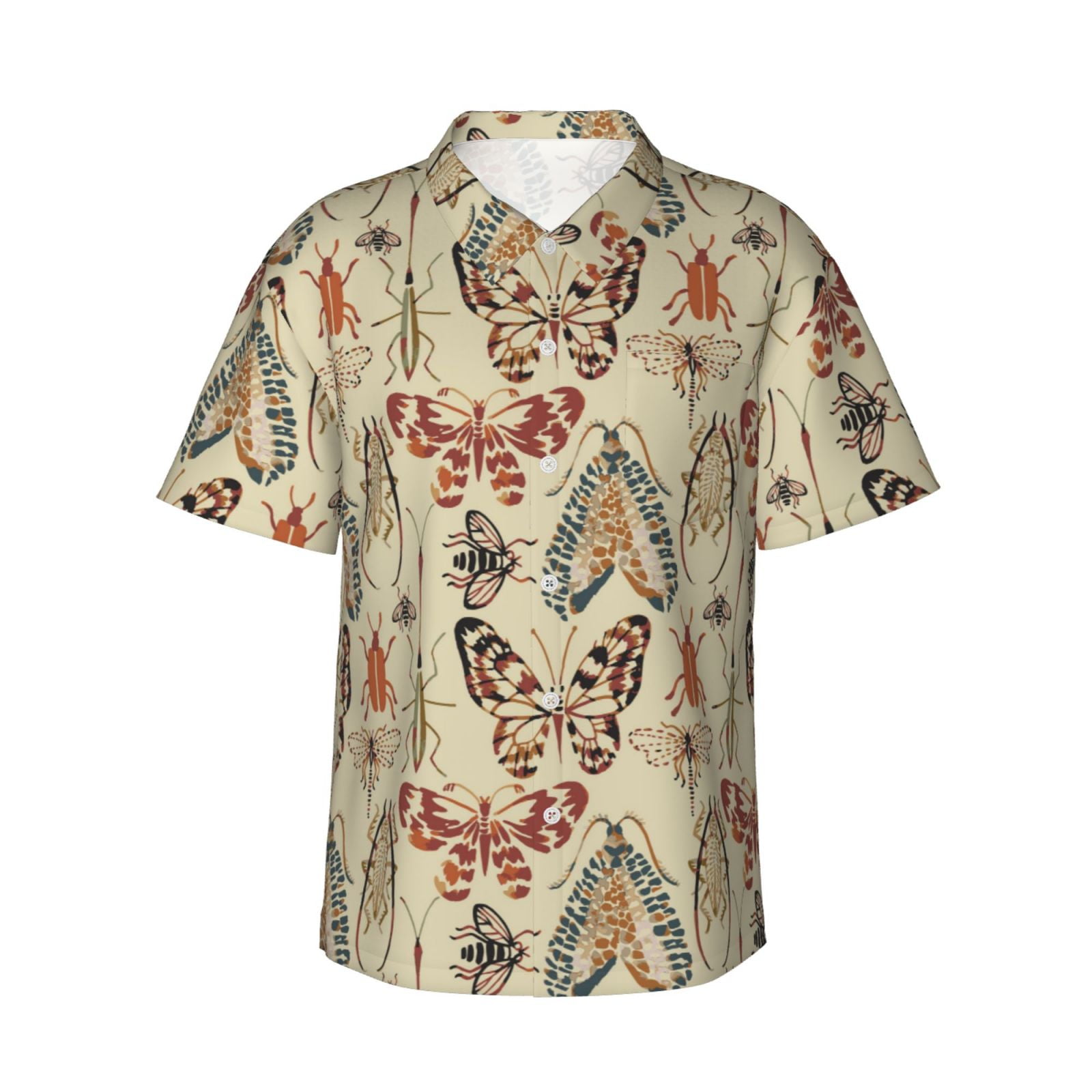 Cauagu Watercolor Insects Print Hawaiian Shirt for Men,Casual Short ...