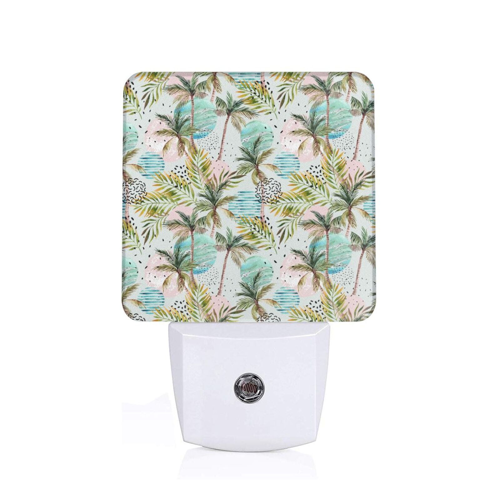 Cauagu Watercolor Palm Tree Print LED Nightlight,0.5W Night Lights Plug ...