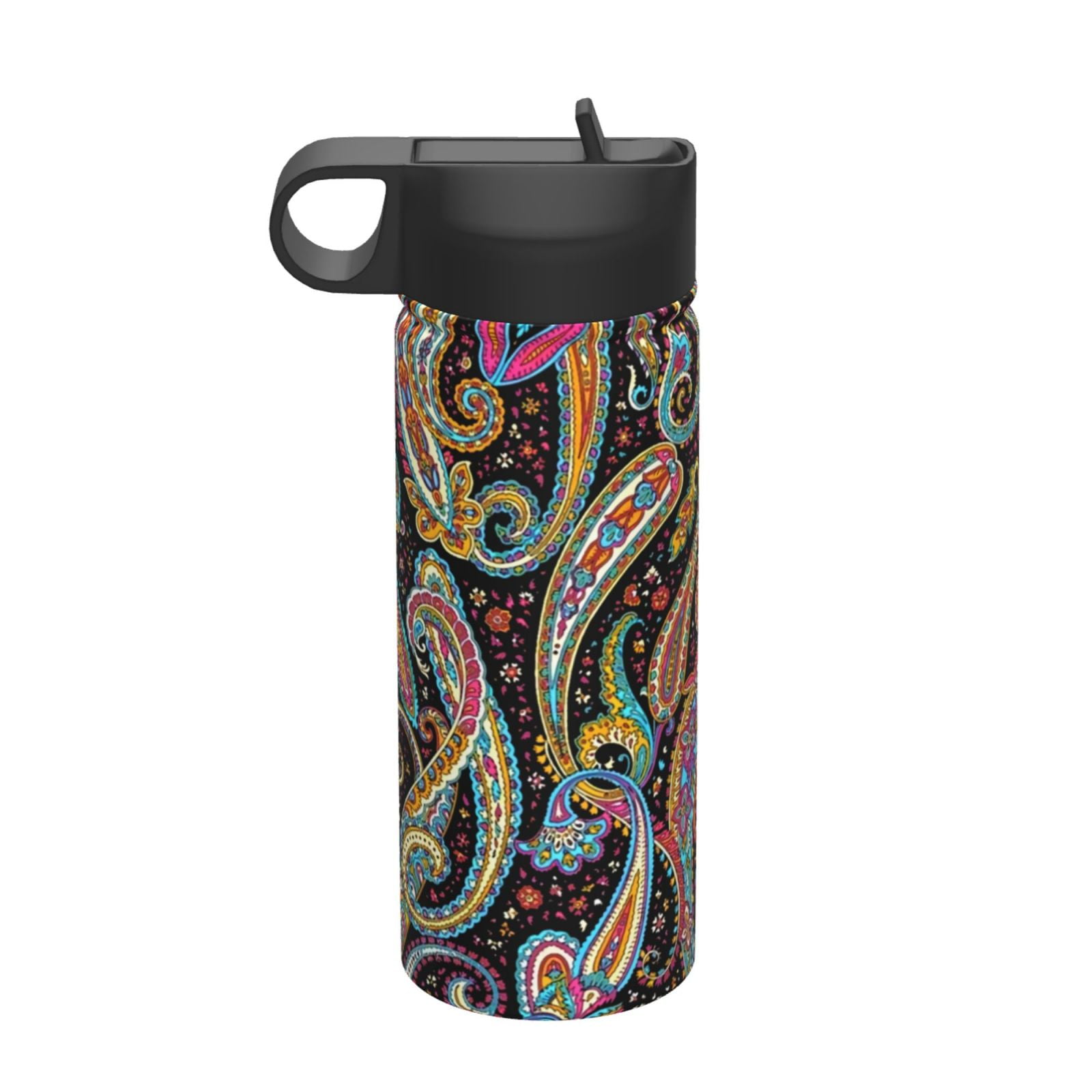 Cauagu Watercolor Romantic Paisley for 18 oz Water Bottle With Straw ...