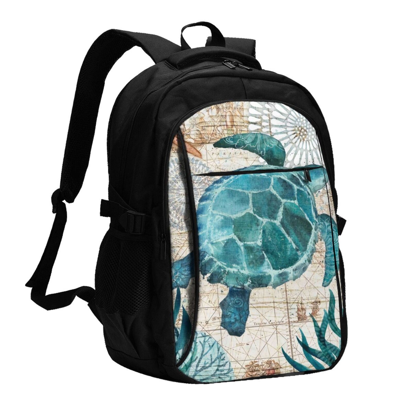 Cauagu Watercolor Sea Turtle Print Travel Laptop with USB Charging Port ...