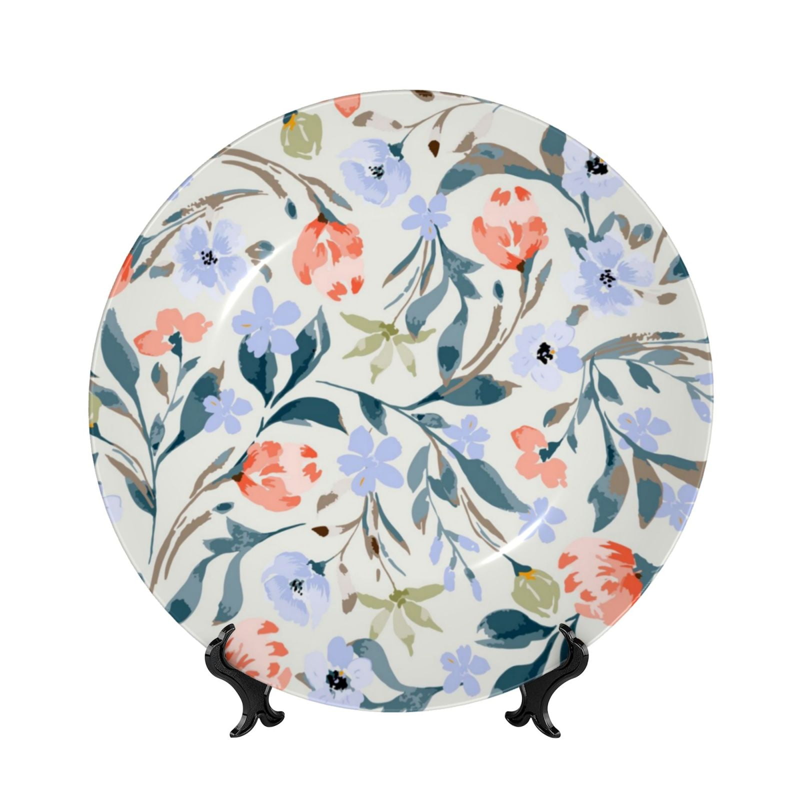 Cauagu Watercolor Wildflowers 1 Print Bone China Decorative Plate, Wall ...