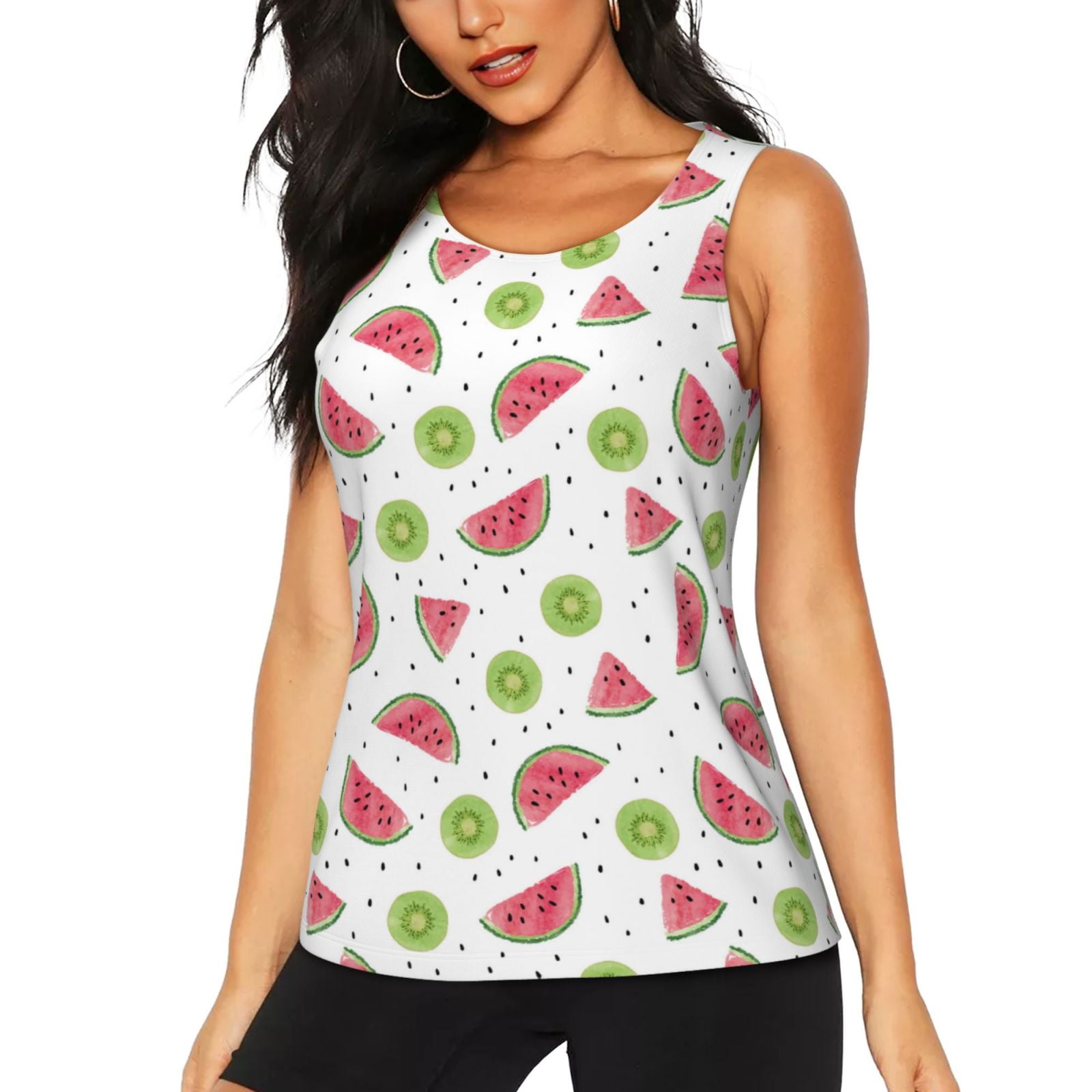 Cauagu Watermelon And Kiwi for Women's Workout Tank Tops Sleeveless ...