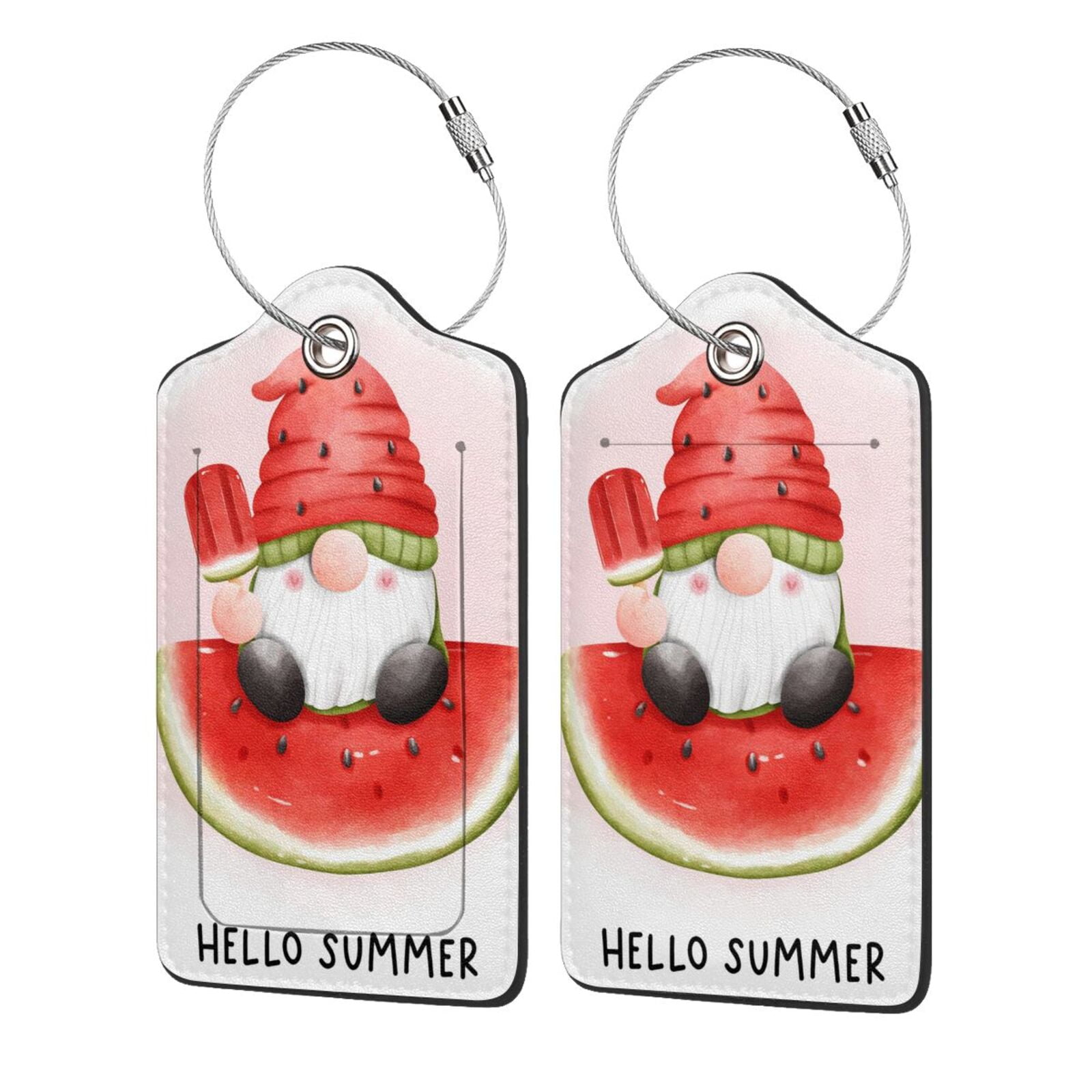 Cauagu Watermelon Gnome Pattern Luggage Tags,Leather Luggage Tags ...