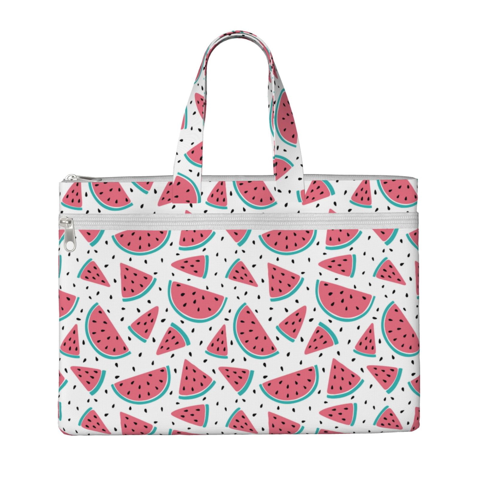 Cauagu Watermelon Pattern Canvas Tote File Bag, Zipper Tote Bag ...