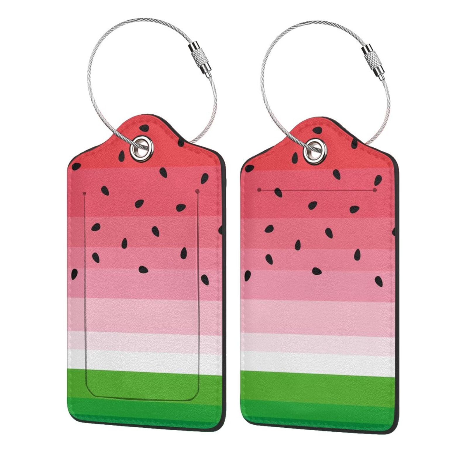 Cauagu Watermelon Print Luggage Tags,Leather Luggage Tags for Suitcases ...