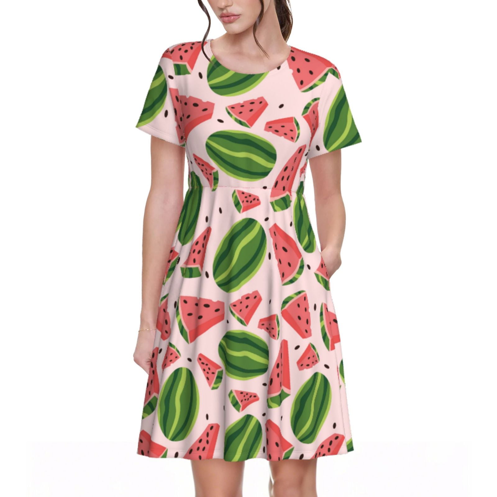 Cauagu Watermelon Print Summer Dresses for Women 2025 Loose Short ...
