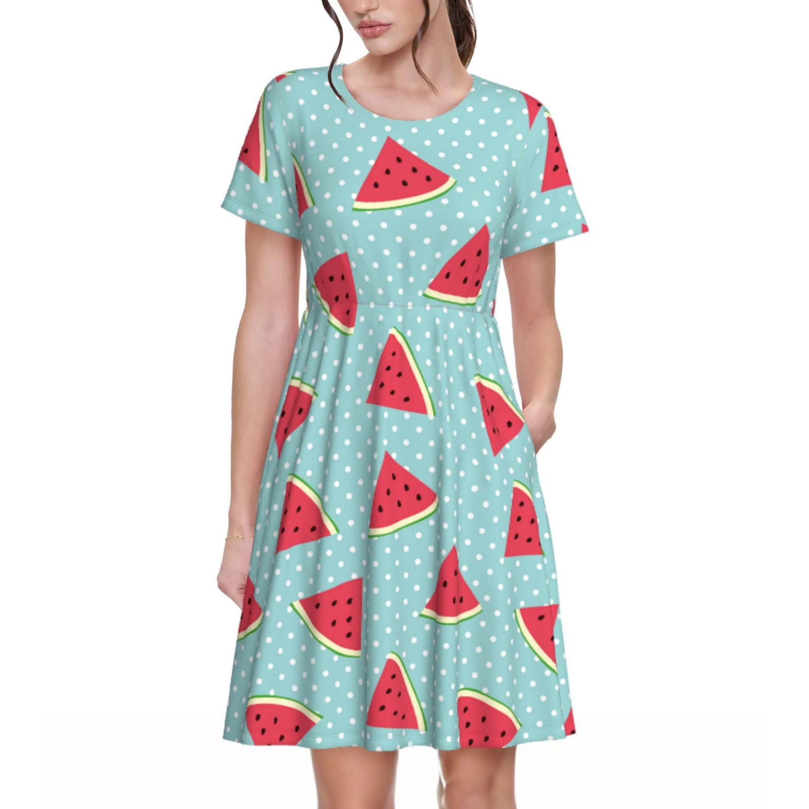 Cauagu Watermelon Print Summer Dresses for Women 2025 Loose Short ...