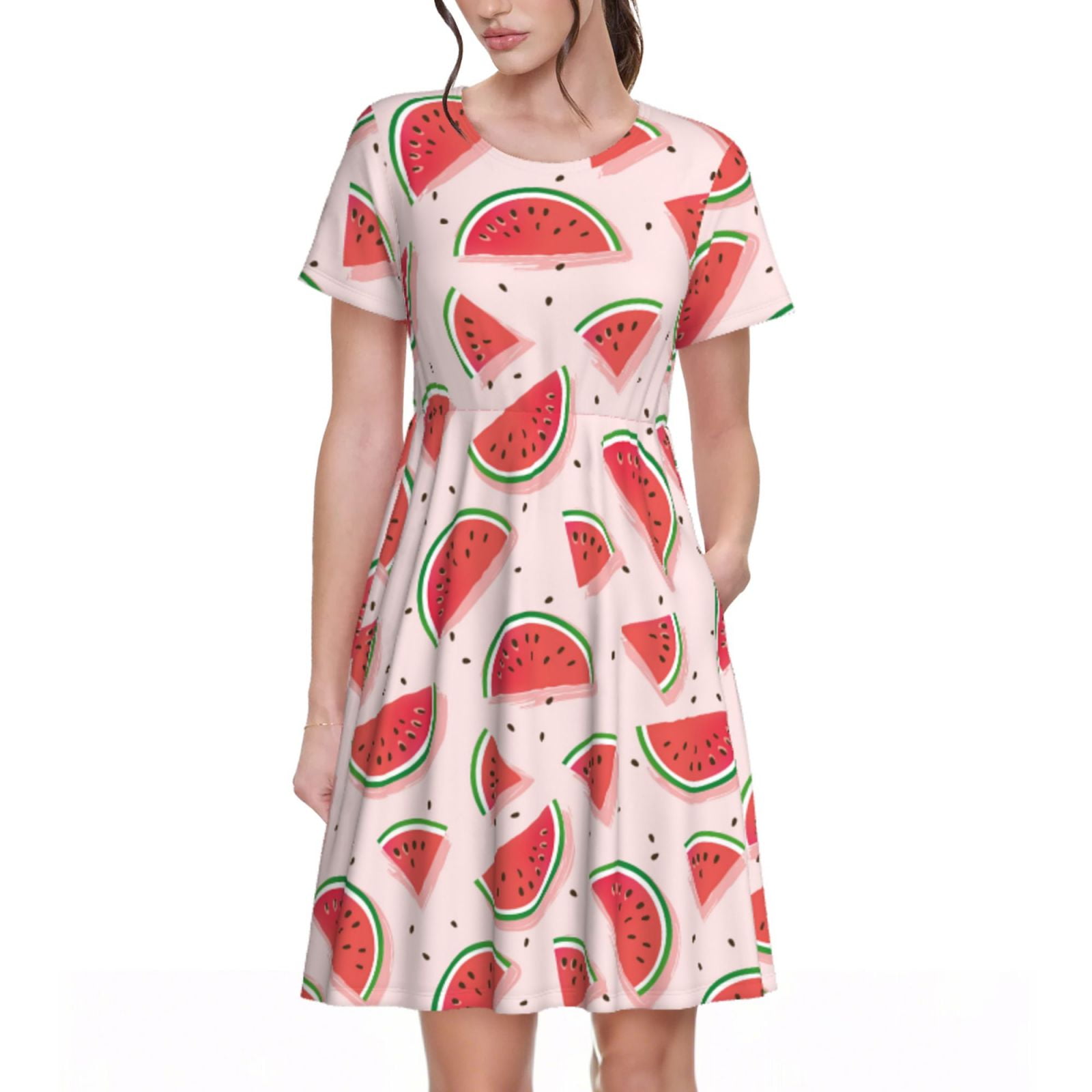 Cauagu Watermelon Print Summer Dresses for Women 2025 Loose Short ...