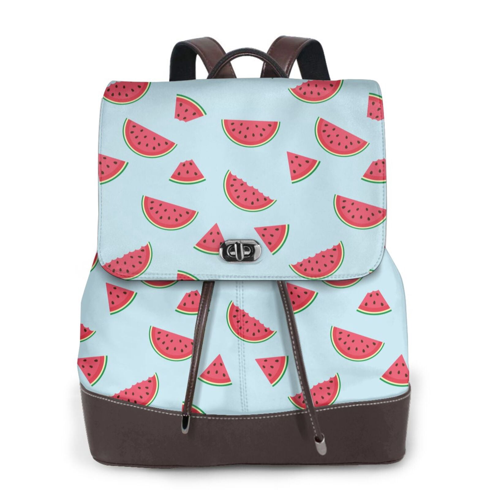 Cauagu Watermelon Print Women's PU Leather Backpack,Fashion ...