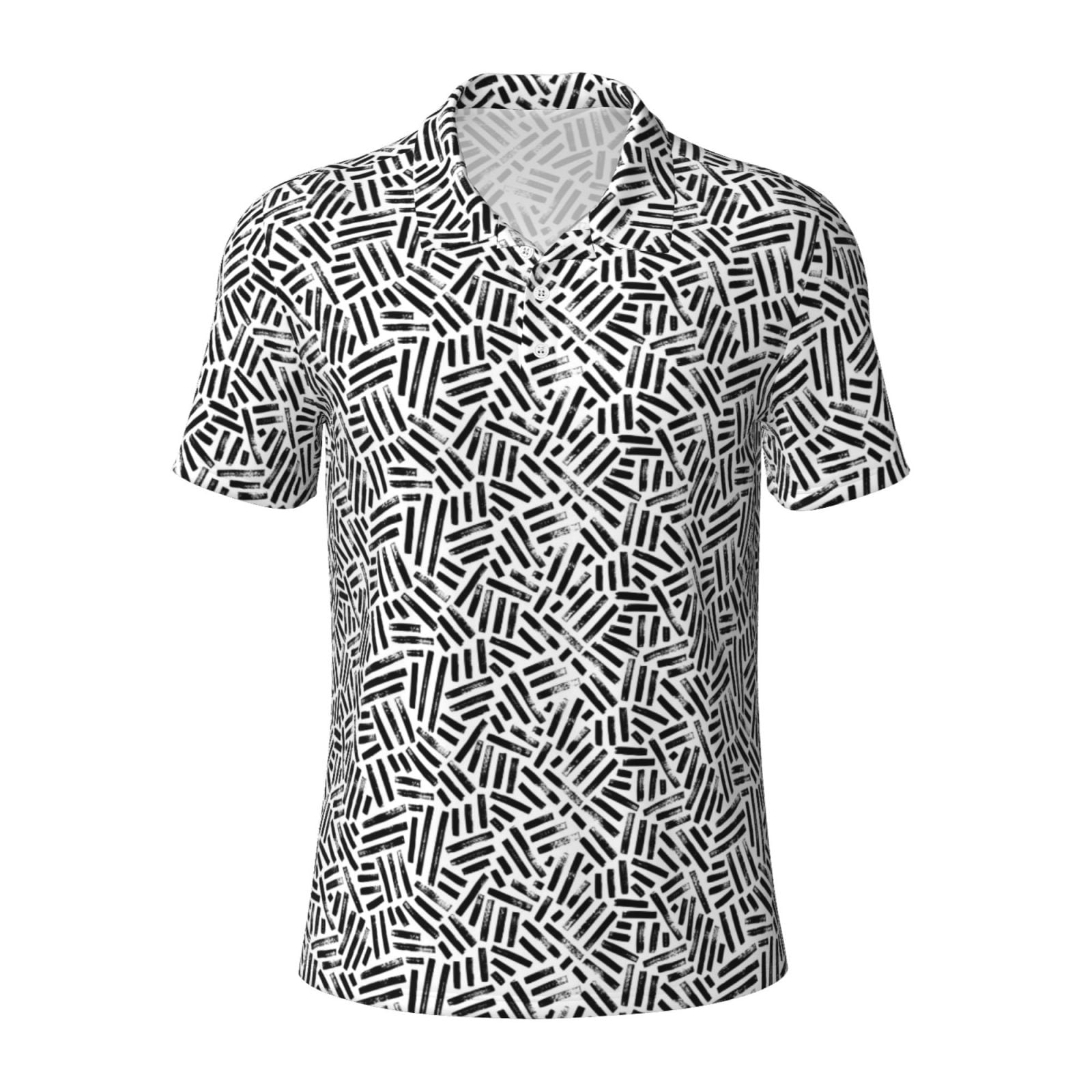 Cauagu Weave Geometric Print Men's Polo Shirts, Short-Sleeve Polo ...