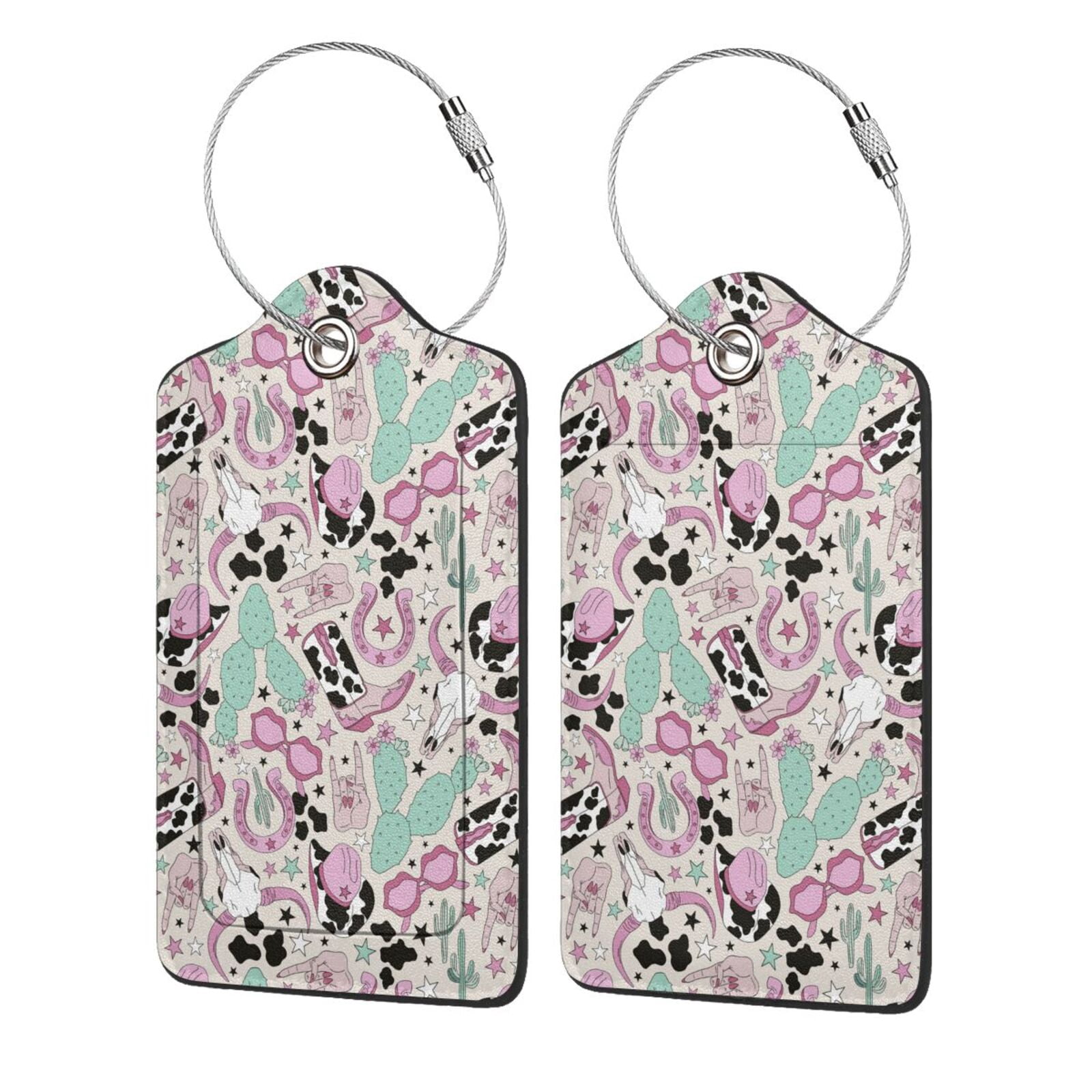 Cauagu West Cowgirl Disco Pattern Luggage Tags,Leather Luggage Tags ...