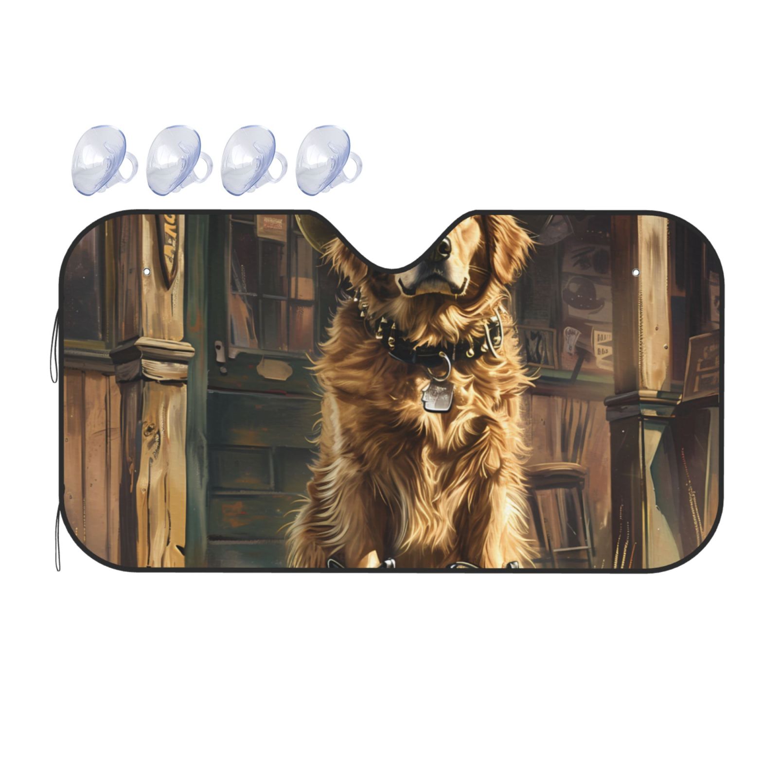 Cauagu Western Cowboy Golden Retriever Print Car Windshield Sunshade,1 ...