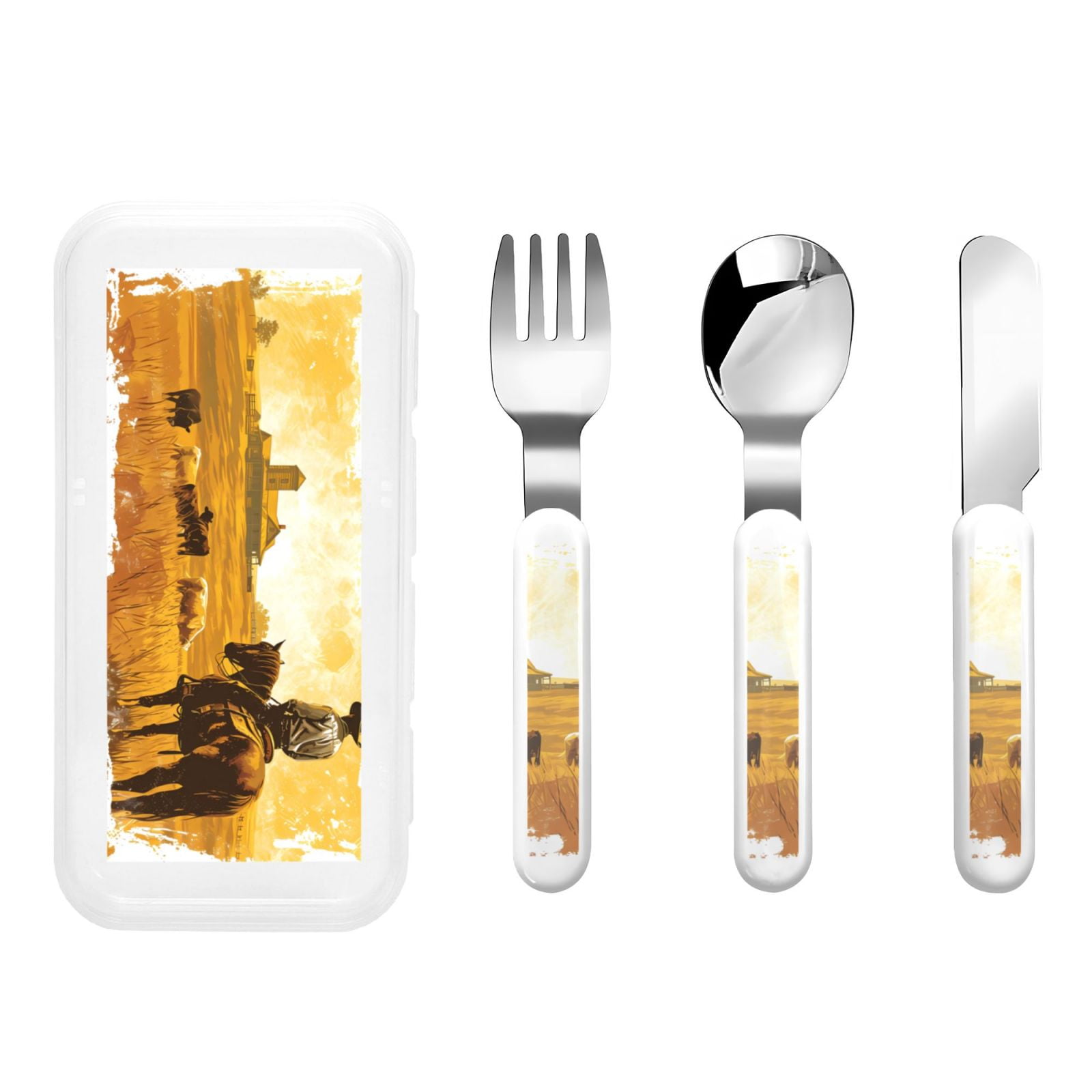 Cauagu Western Cowboy Ranch Print 3-Pieces Toddler Cutlery Set , Kids ...