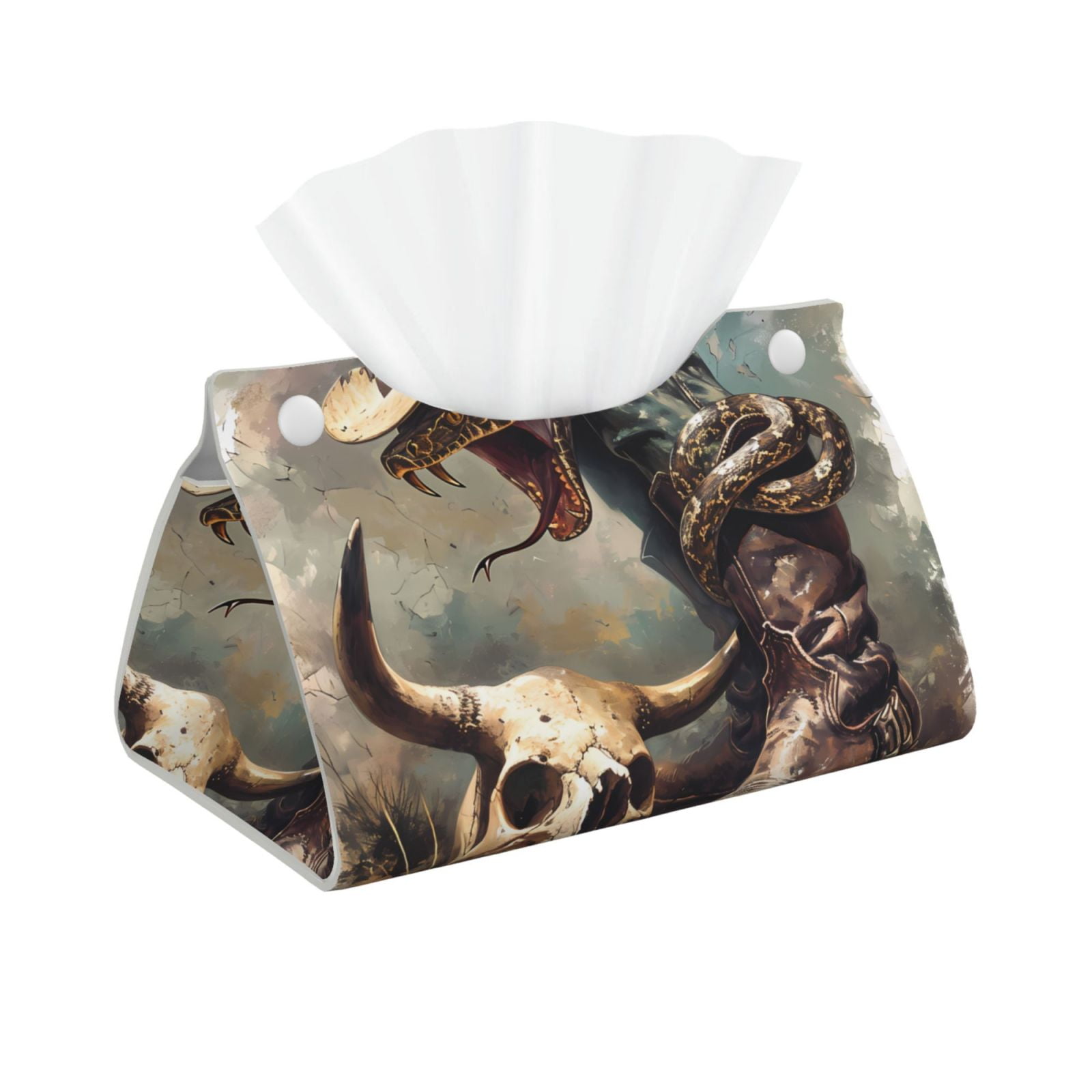 Cauagu Western Cowboy Snake Ram Skull for Large Tissue Box Cover ...