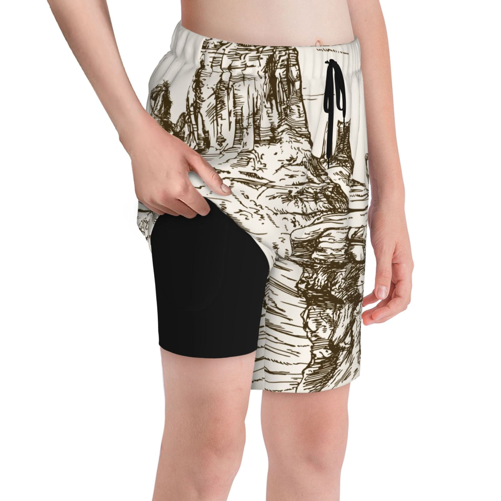 Cauagu Western Desert Cowboys 1 Print Swim Trunks for Men,Youth Boys ...