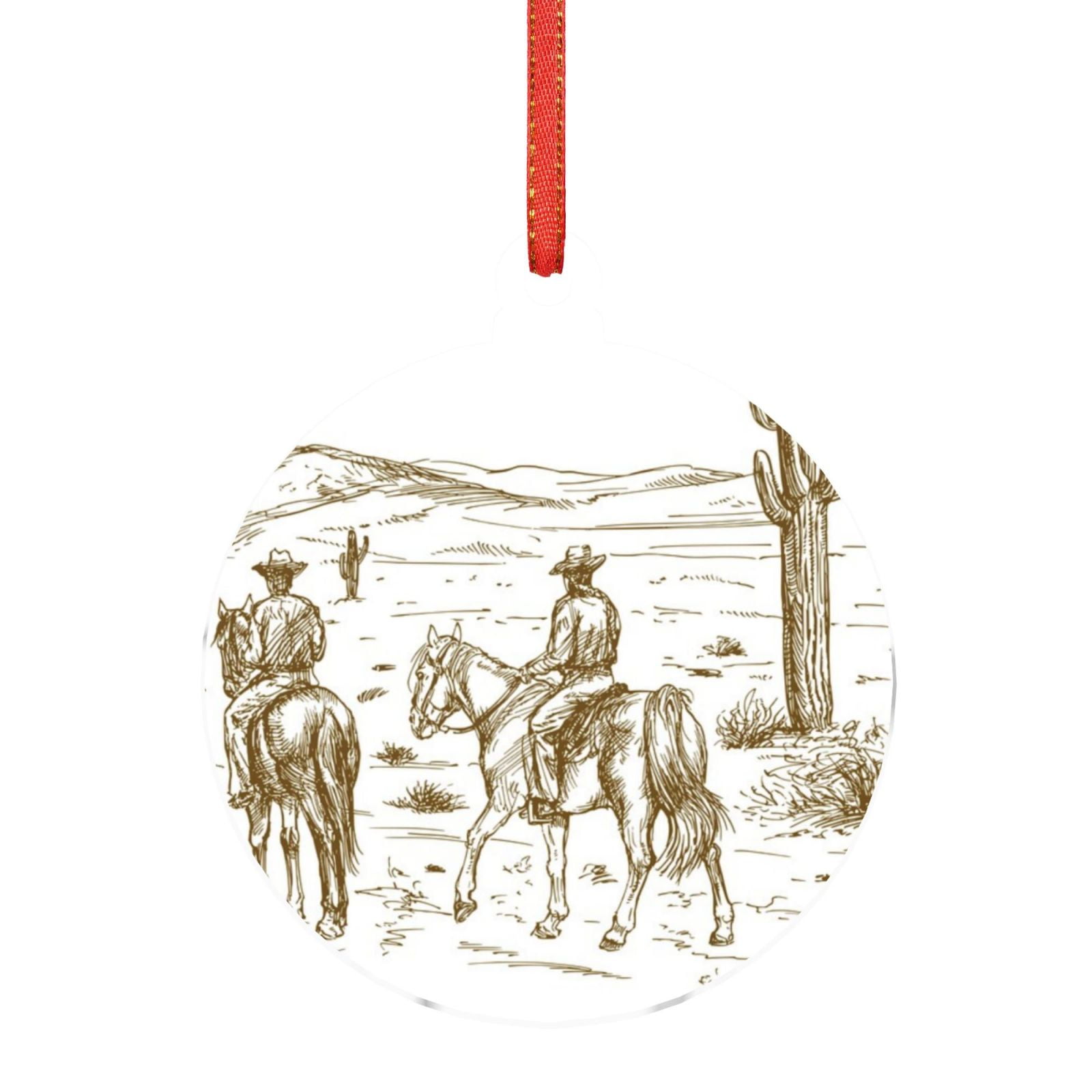 Cauagu Western Desert Cowboys Pattern Acrylic Christmas Pendant,1-Pack ...