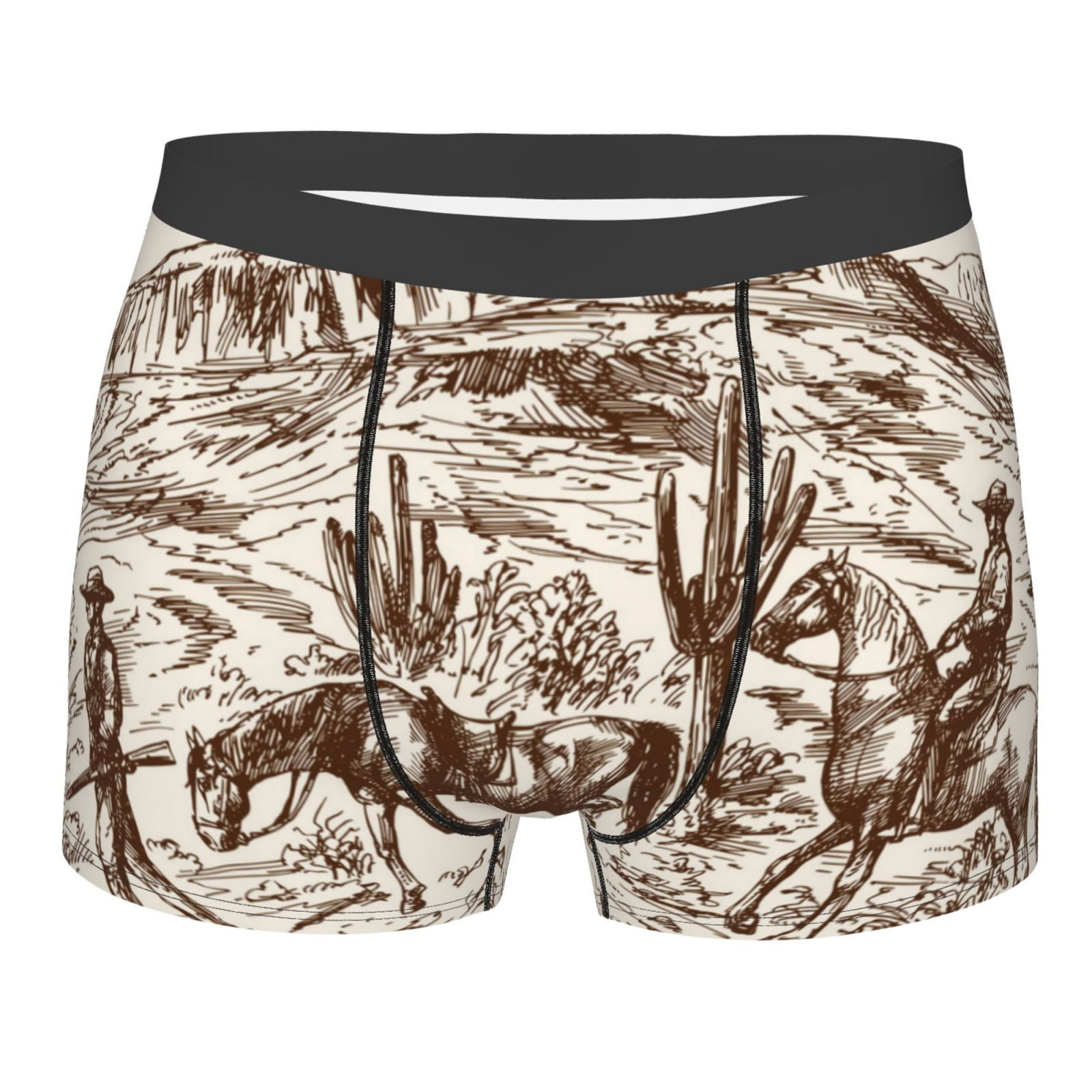 Cauagu Western Desert Cowboys2 Print Boxer Briefs for Men,Comfortable ...