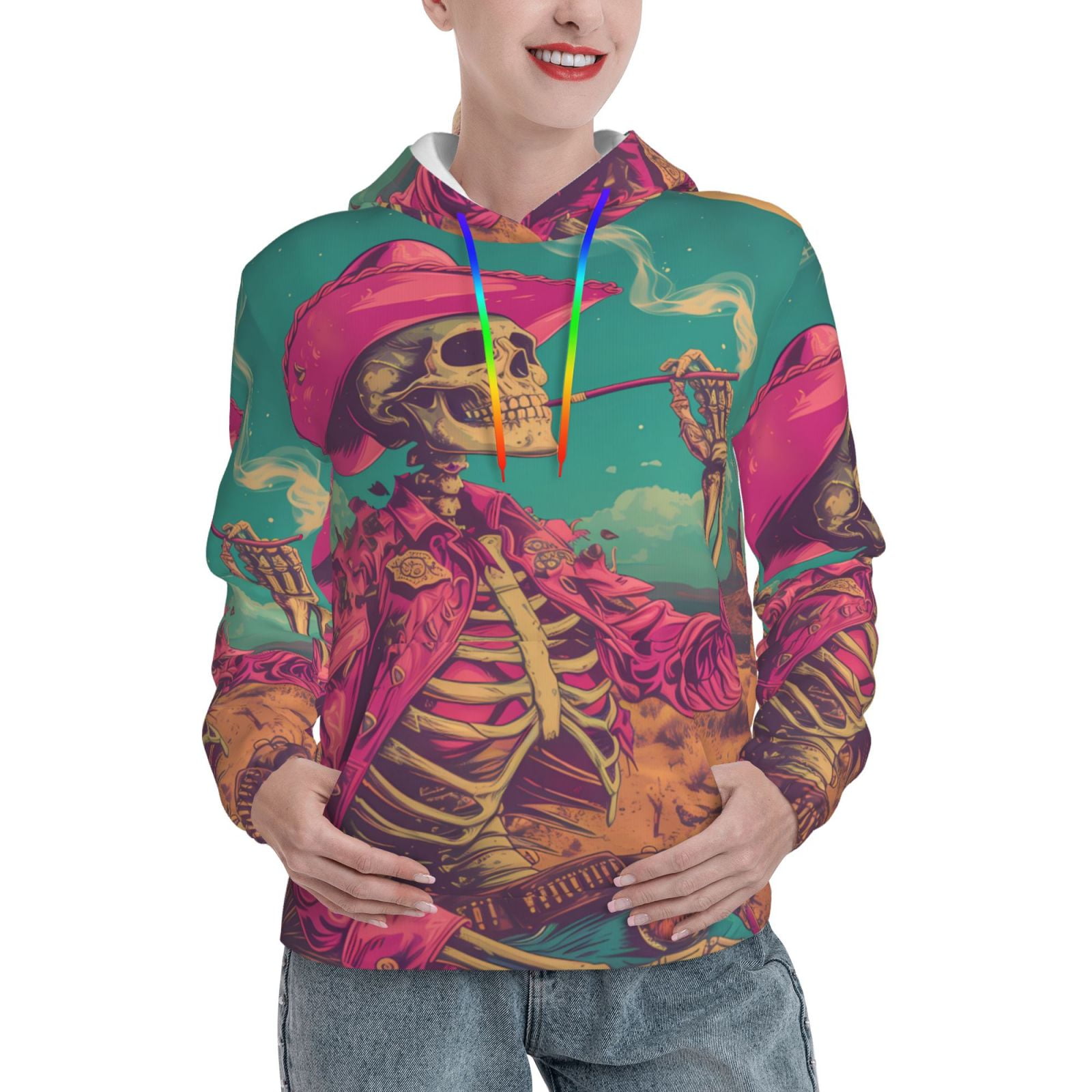Cauagu Western Desert Skull Cowboy (2) for Women's Hooded Sweatshirts ...