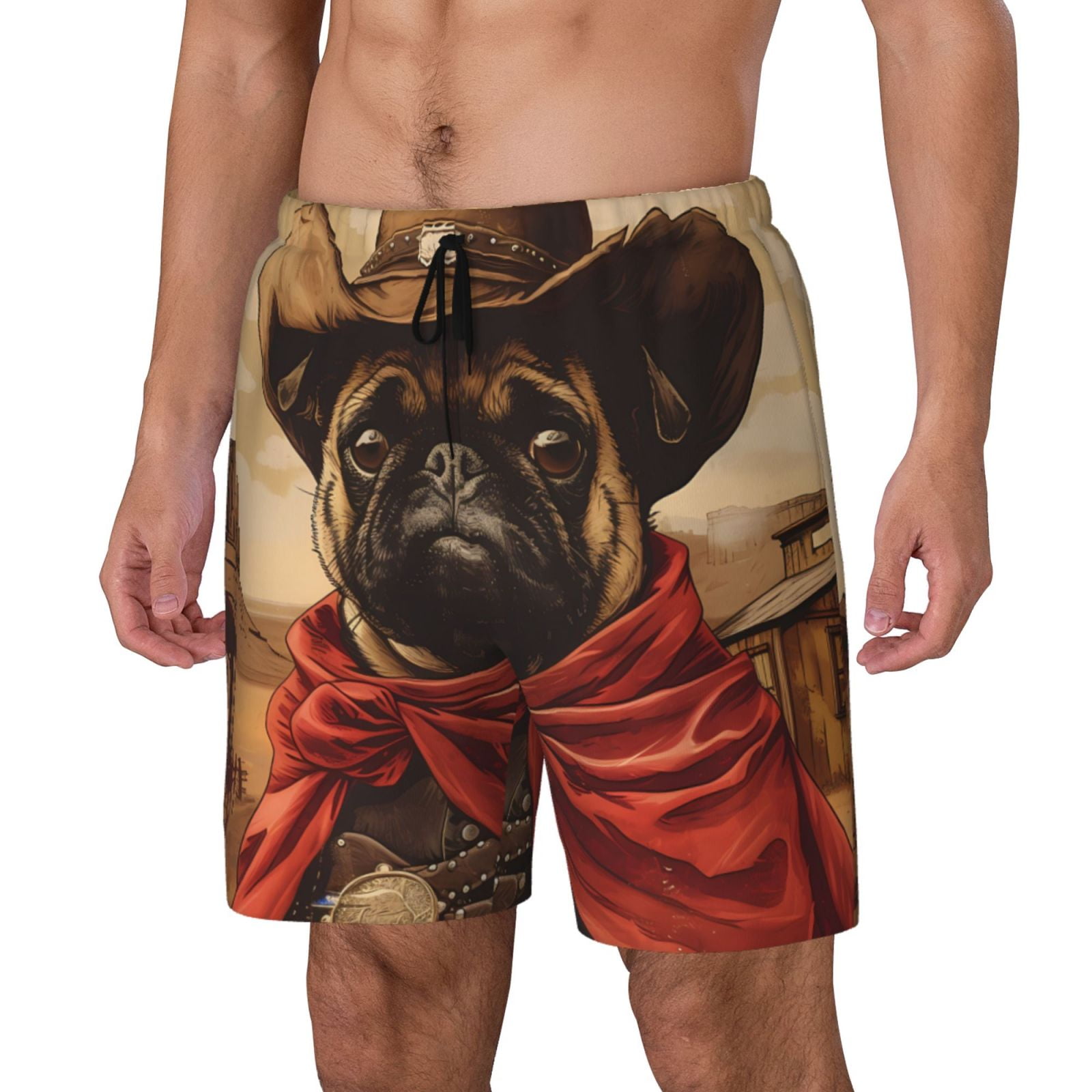 Cauagu Western French Bulldog Cowboy Print Mens Swim Trunks Quick Dry ...
