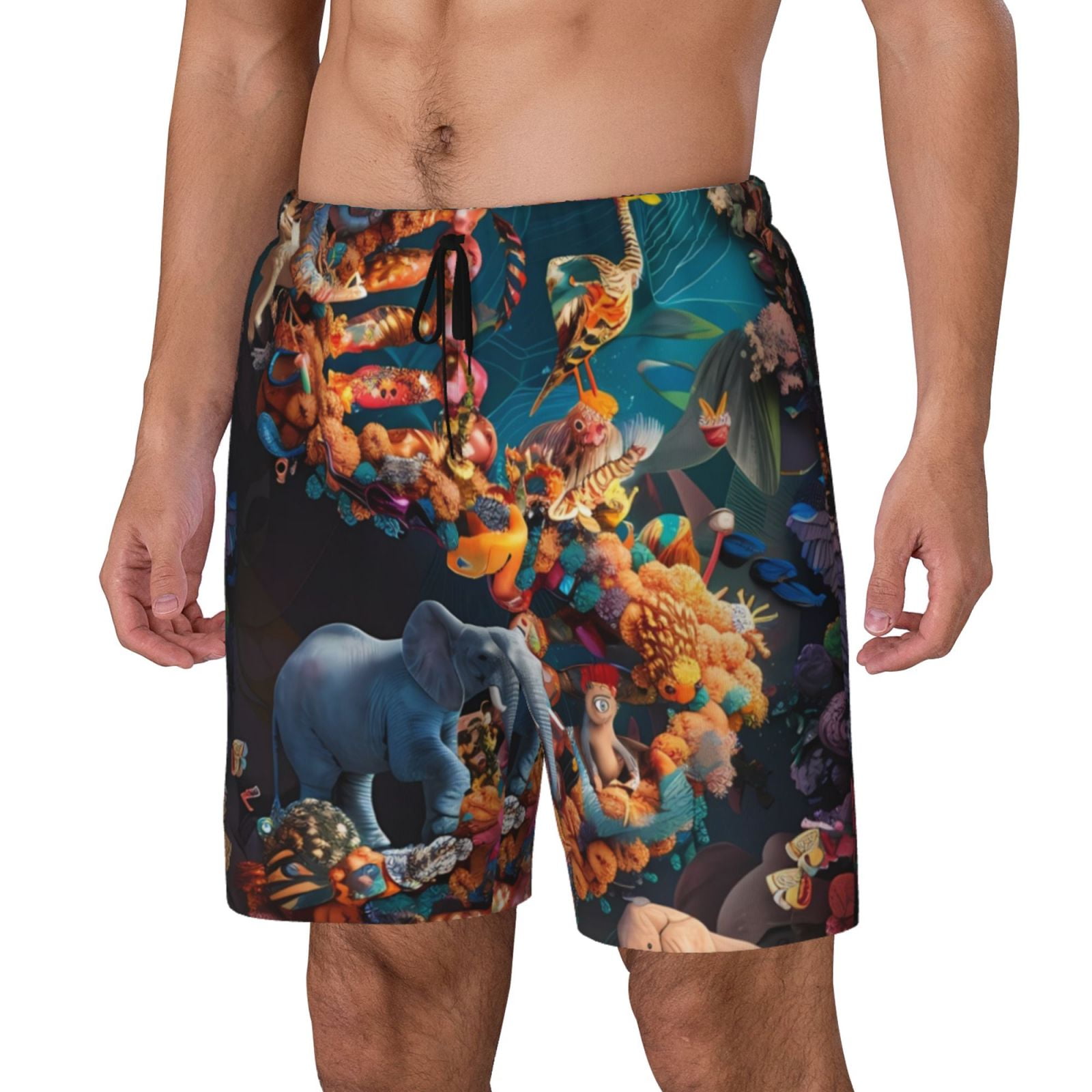 Cauagu Whimsical Animal Spiral Print Mens Swim Trunks Quick Dry Board ...