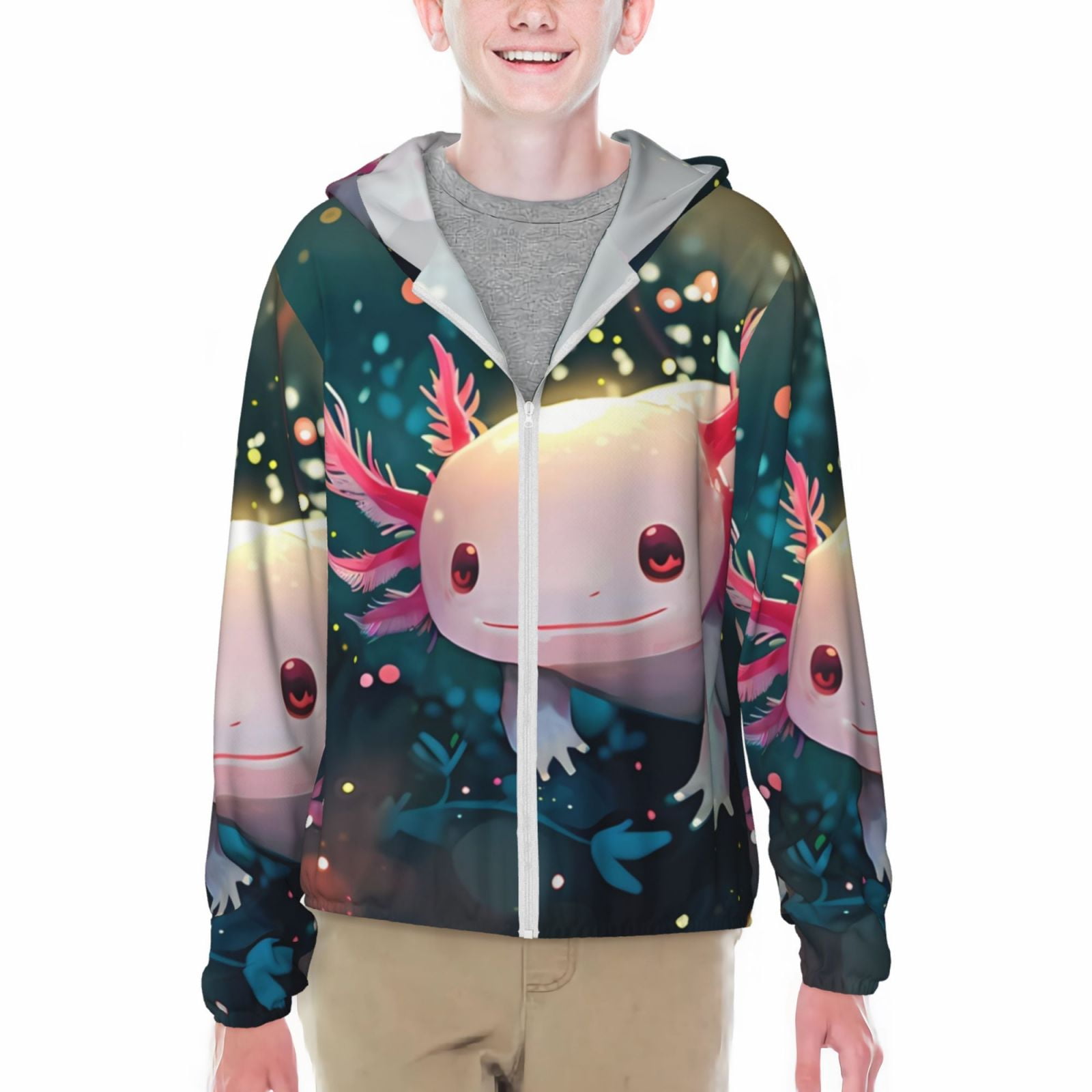 Cauagu Whimsical Axolotl Fantasy Print Sun Protection Jacket for Teen ...