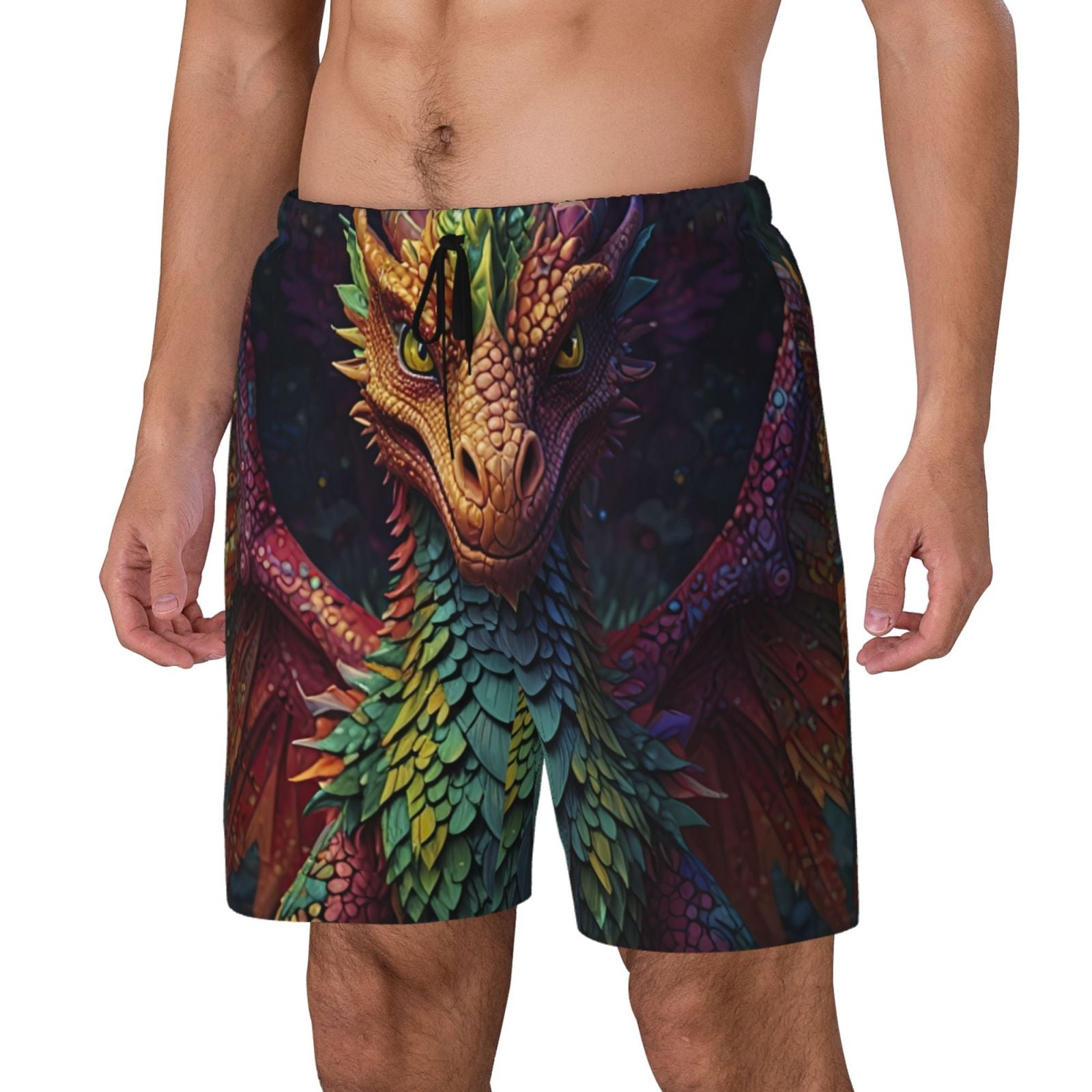 Cauagu Whimsical Dragon Color Cool Print Mens Swim Trunks Quick Dry ...