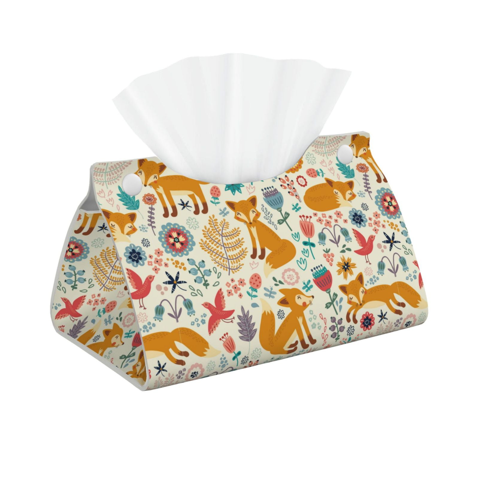 Cauagu Whimsical Fox Floral Garden for Large Tissue Box Cover ...