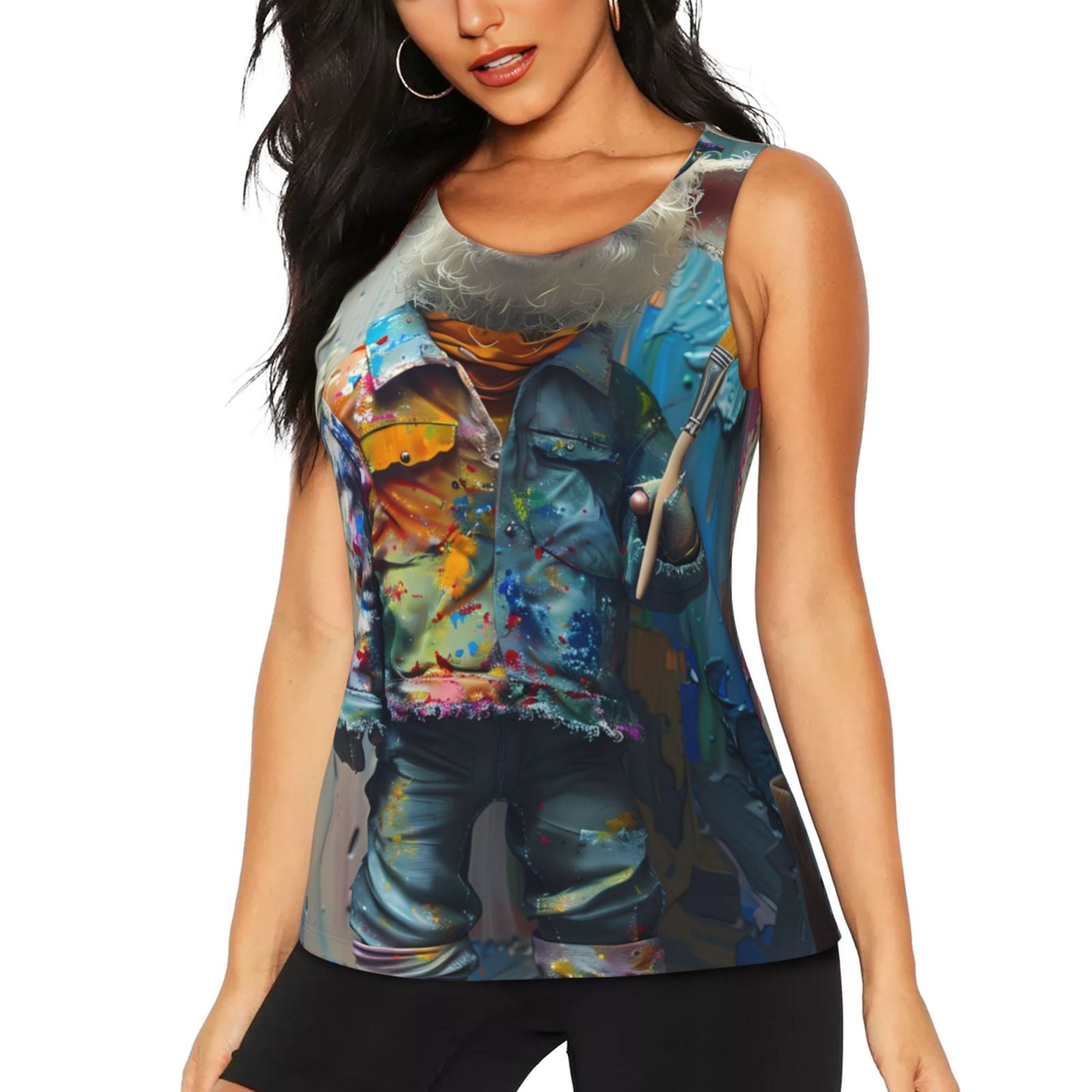 Cauagu Whimsical Goat Artist for Women's Workout Tank Tops Sleeveless ...