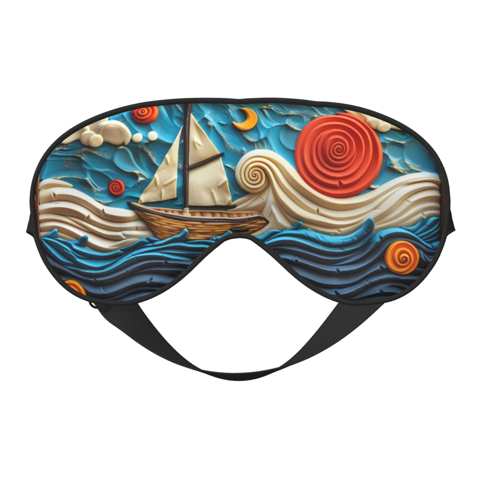 Cauagu Whimsical Sailboat Ocean Art Print Sleep Eye Mask, Blindfold Eye ...
