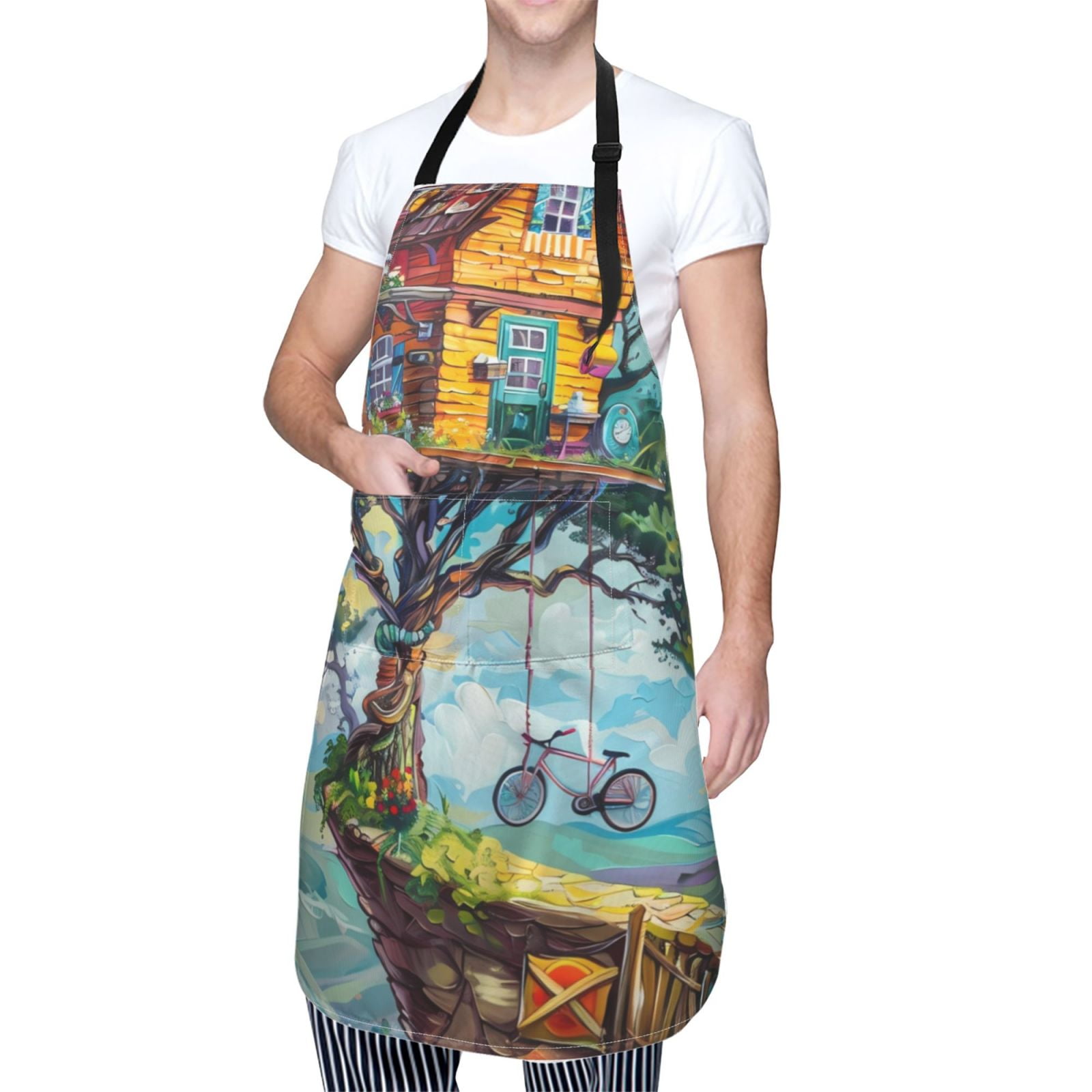 Cauagu Whimsical Treehouse Painting Aprons with Pockets,Waterproof ...