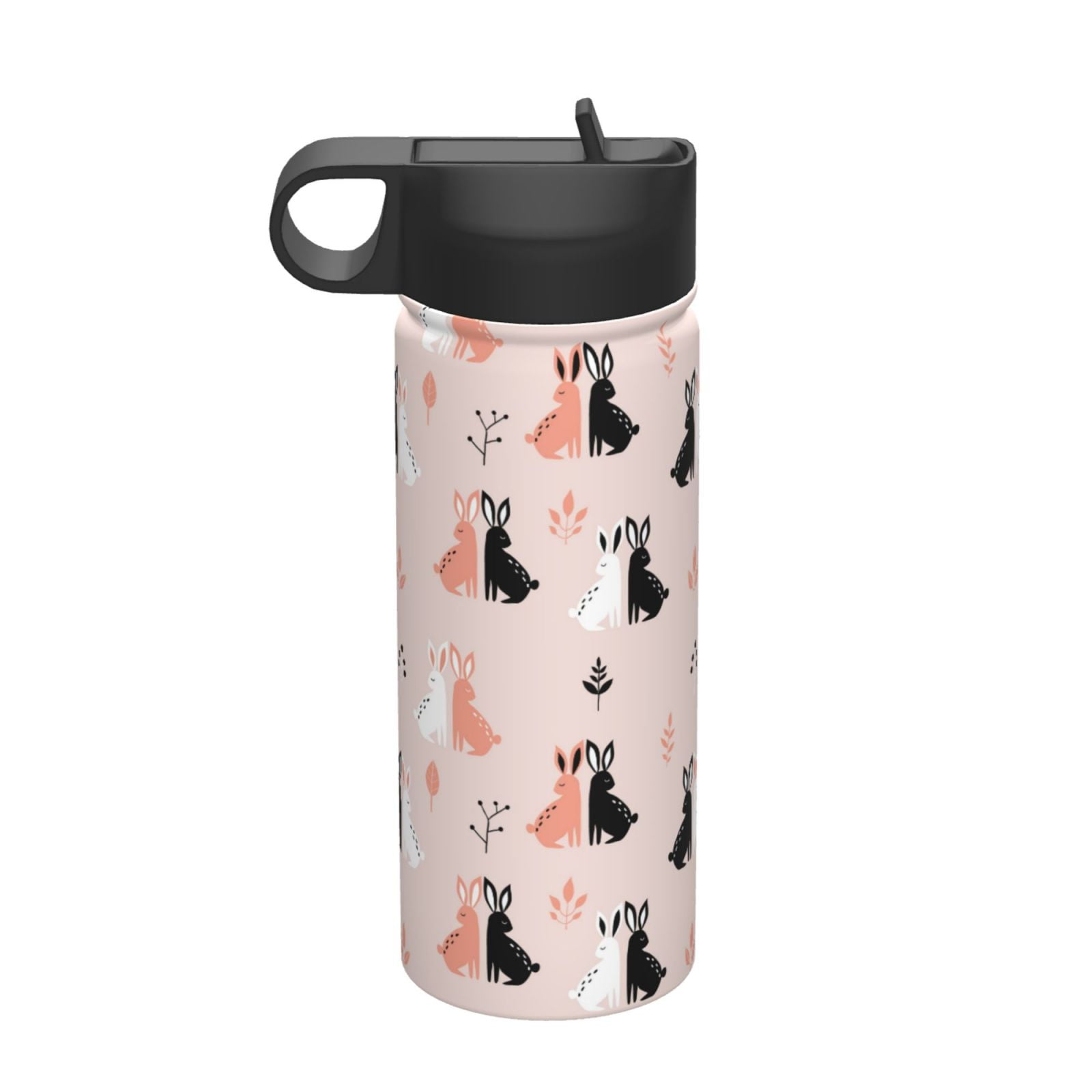 Cauagu White And Black Rabbit for 18 oz Water Bottle With Straw ...