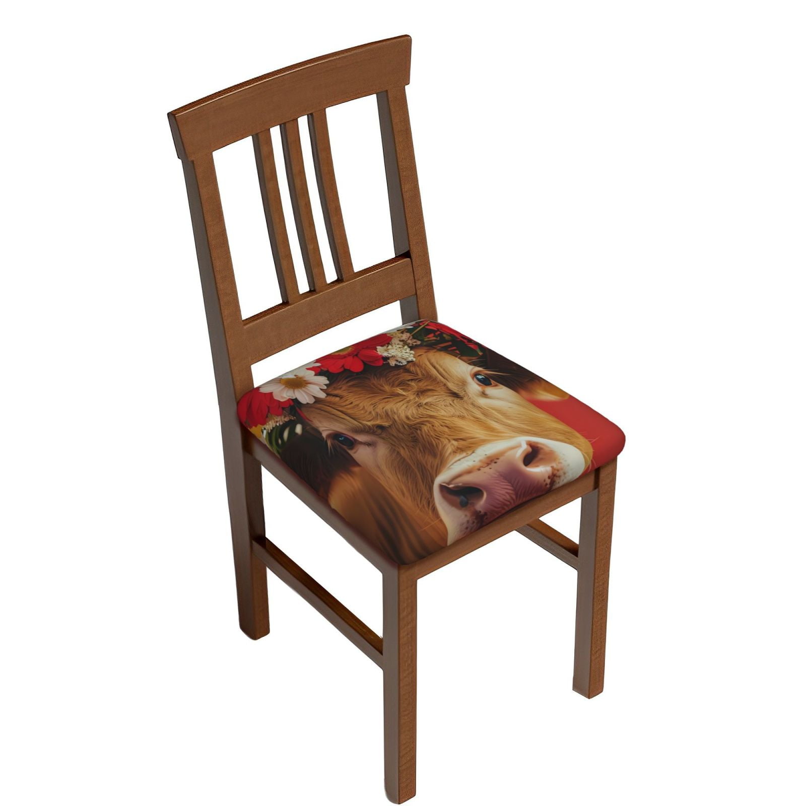 Cauagu White And Red Daisy Cow for Dining Chair Seat Covers,Slipcovers ...