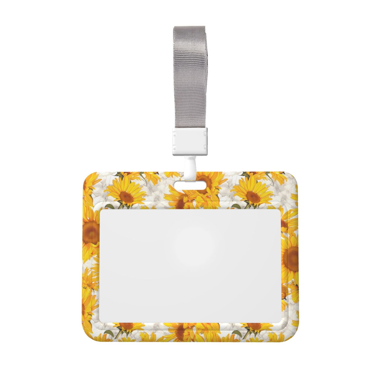 Cauagu White Marble Pattern Sunflower for ID Badge Holder,Badge Holder ...