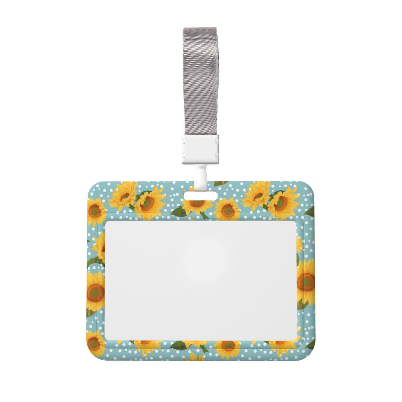 Cauagu White Polka Dot Sunflower for ID Badge Holder,Badge Holder with ...